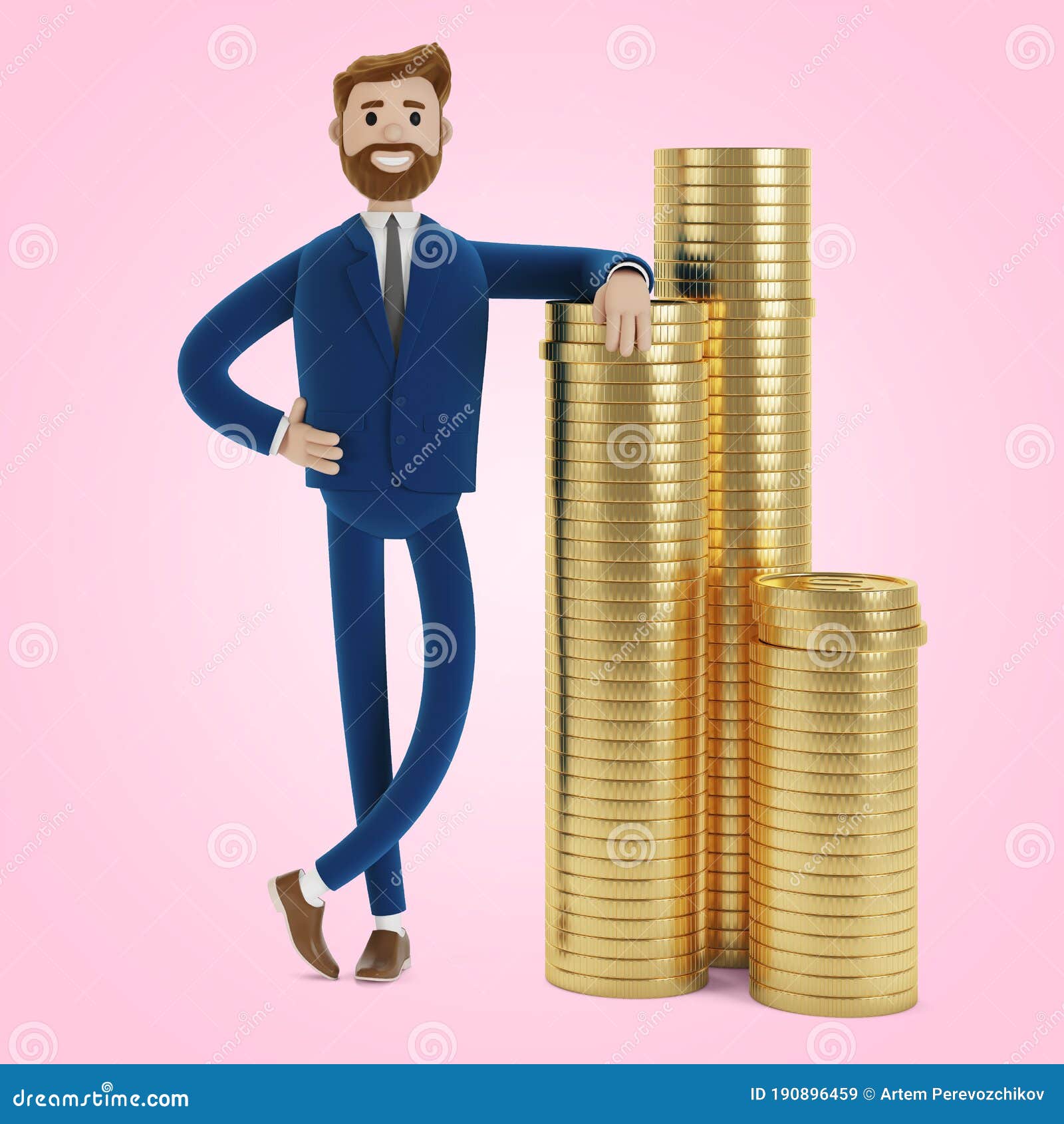Cartoon Character with a Stack of Money. Mobile App Stock Illustration ...