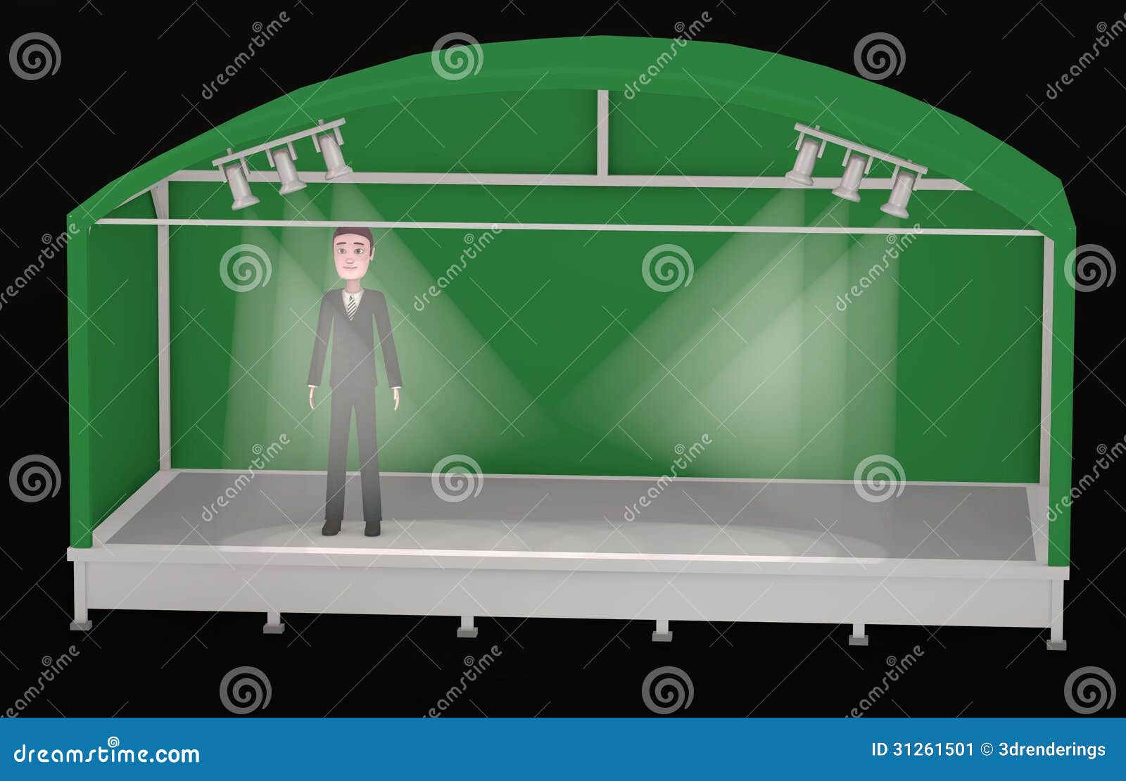 Cartoon character on stage stock illustration. Illustration of business ...