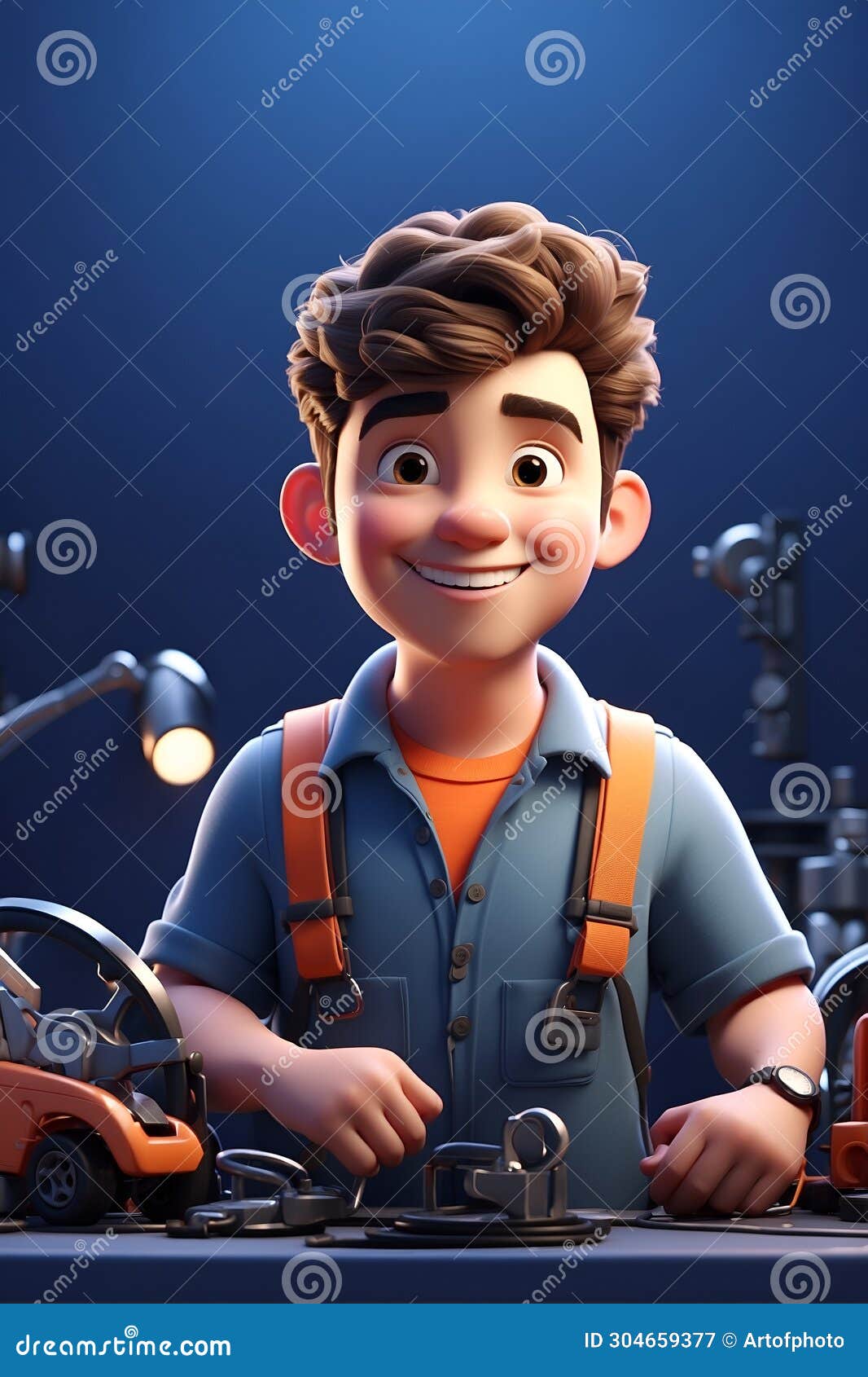 Cartoon Character Standing in Front of Table. Generative AI. Stock ...