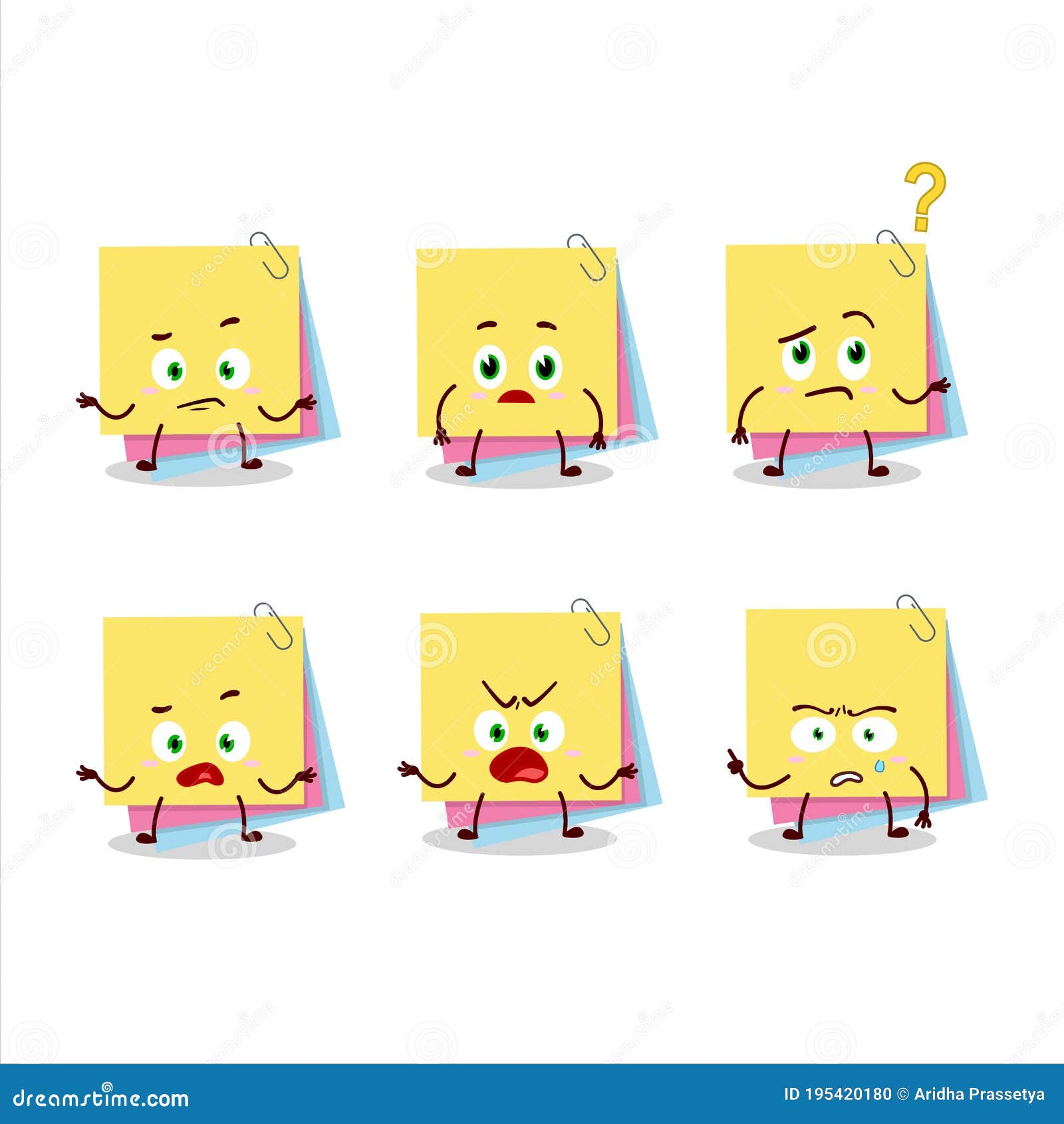 Cartoon Character of Sticky Notes Paper with What Expression Stock ...