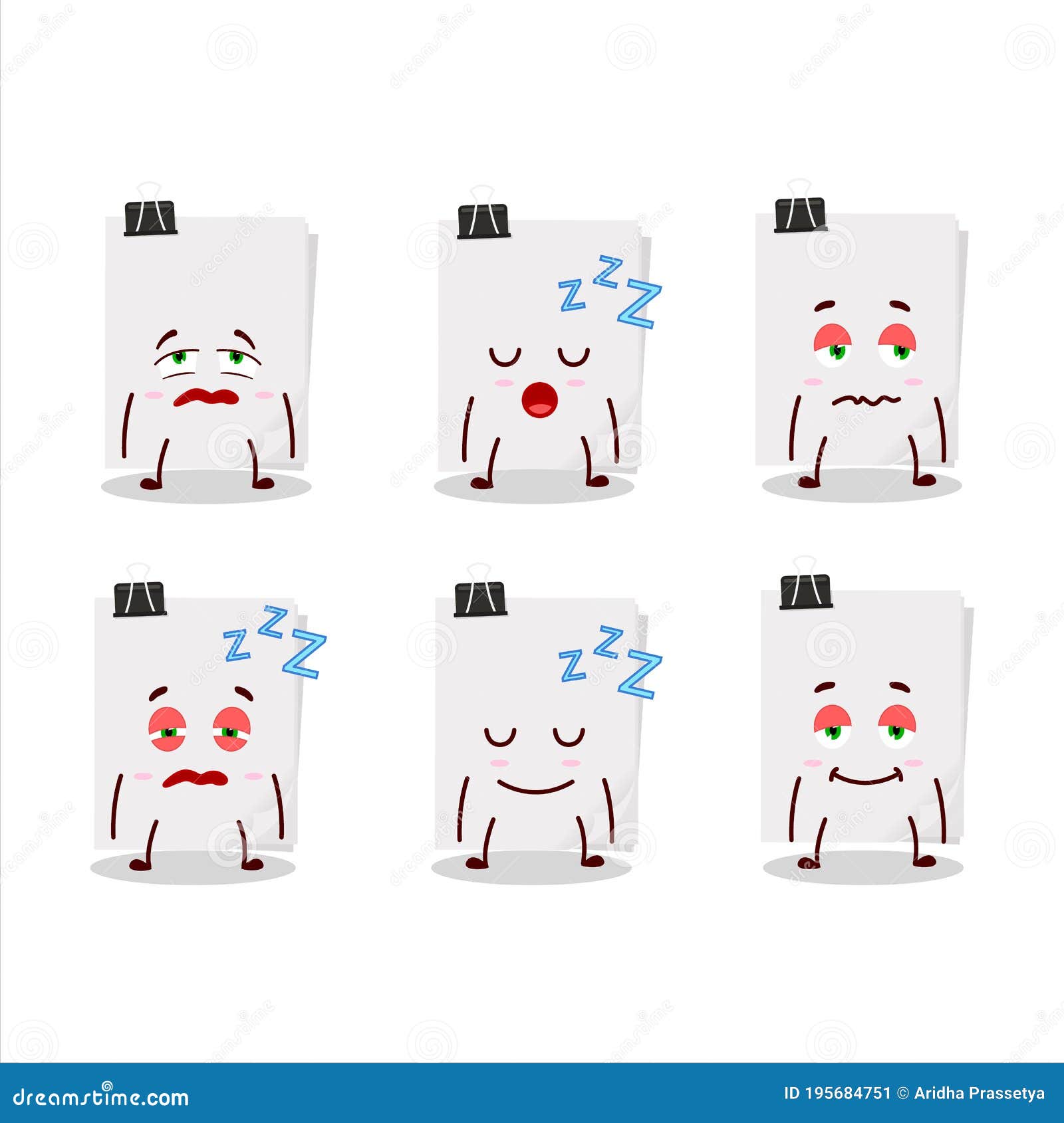 Cartoon Character of Sticky Notes Paper White with Sleepy Expression ...