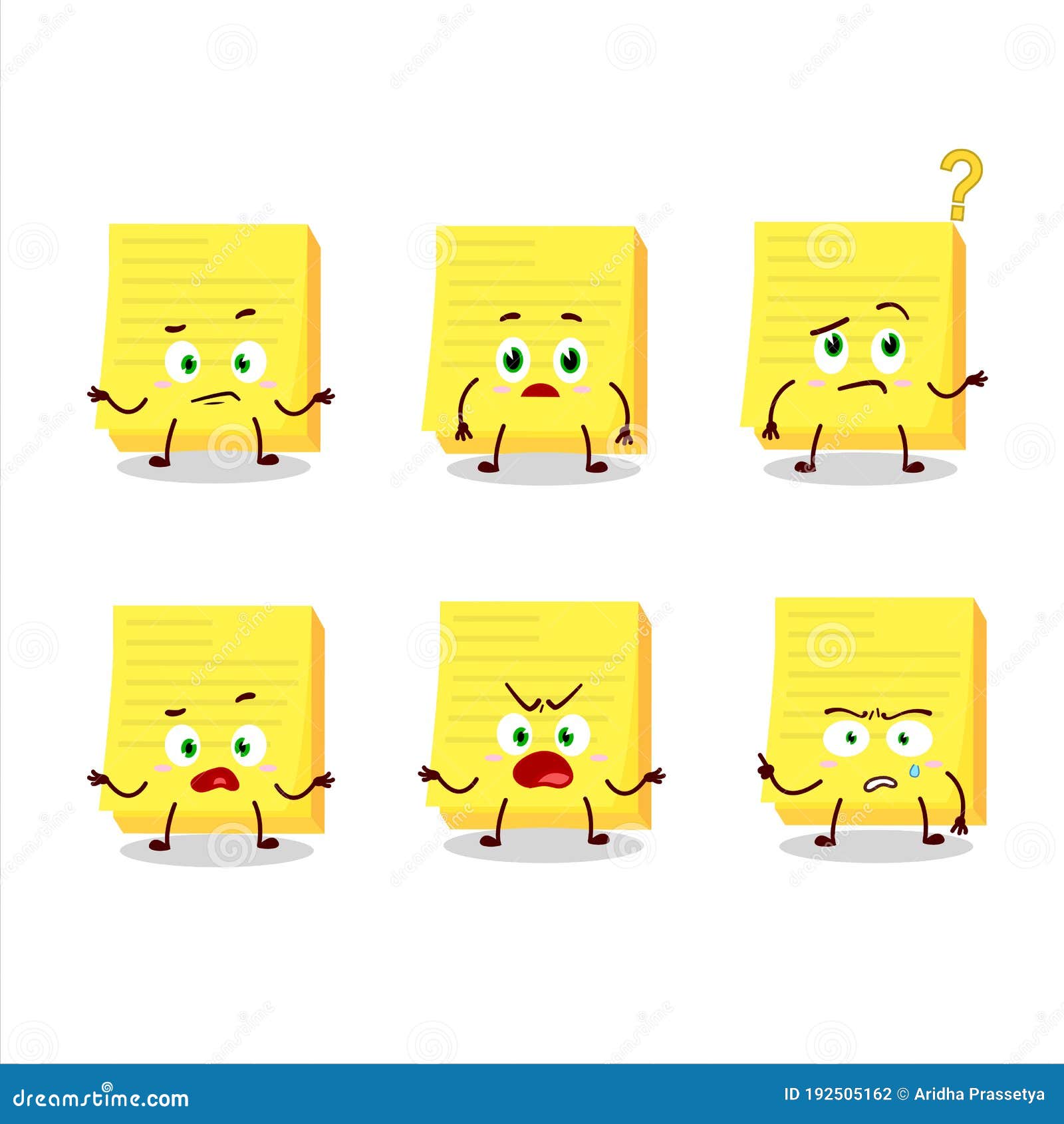 Cartoon Character of Sticky Notes Yellow with What Expression Stock ...