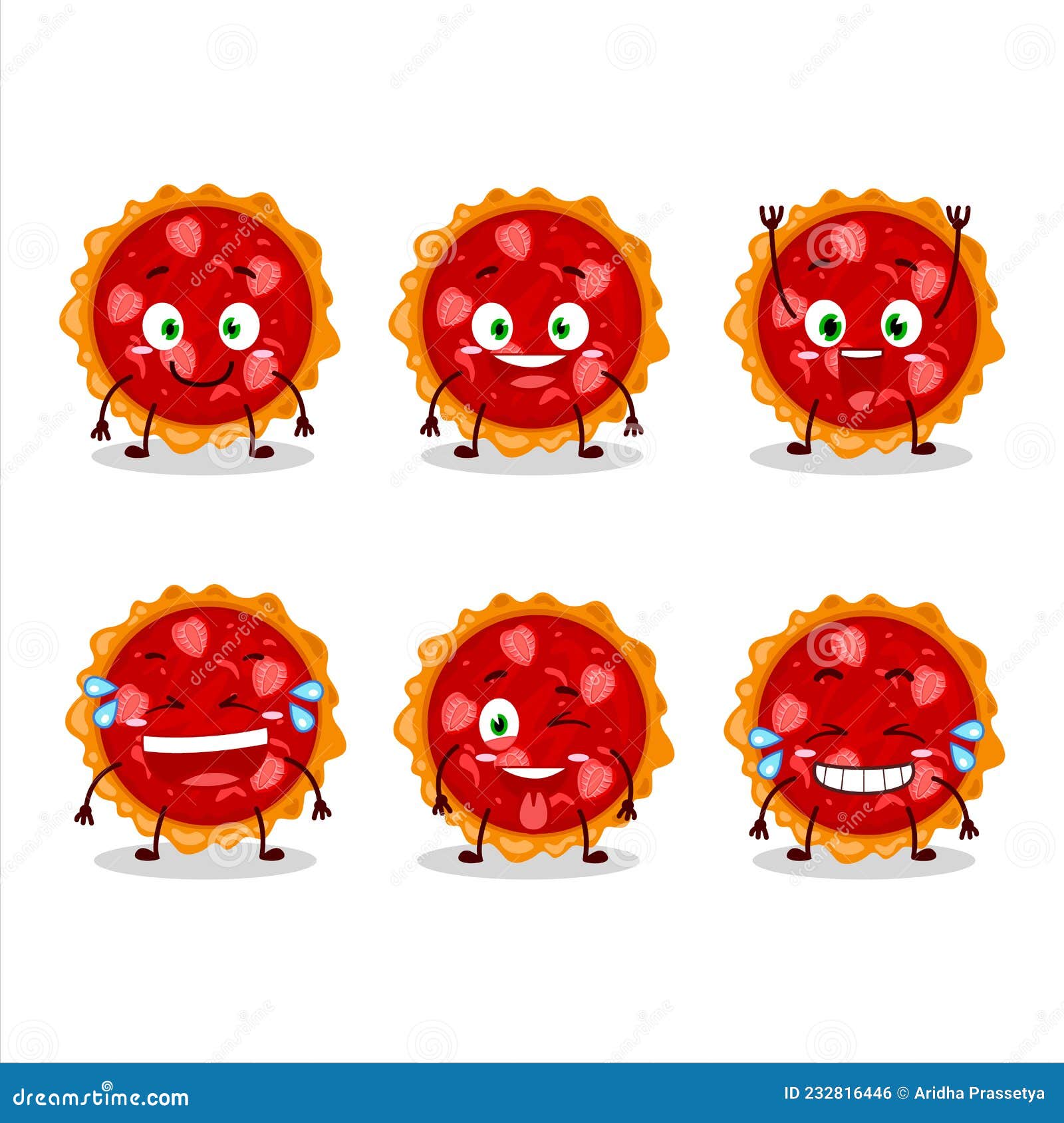 Cartoon Character of Strawberry Tart with Smile Expression Stock Vector ...