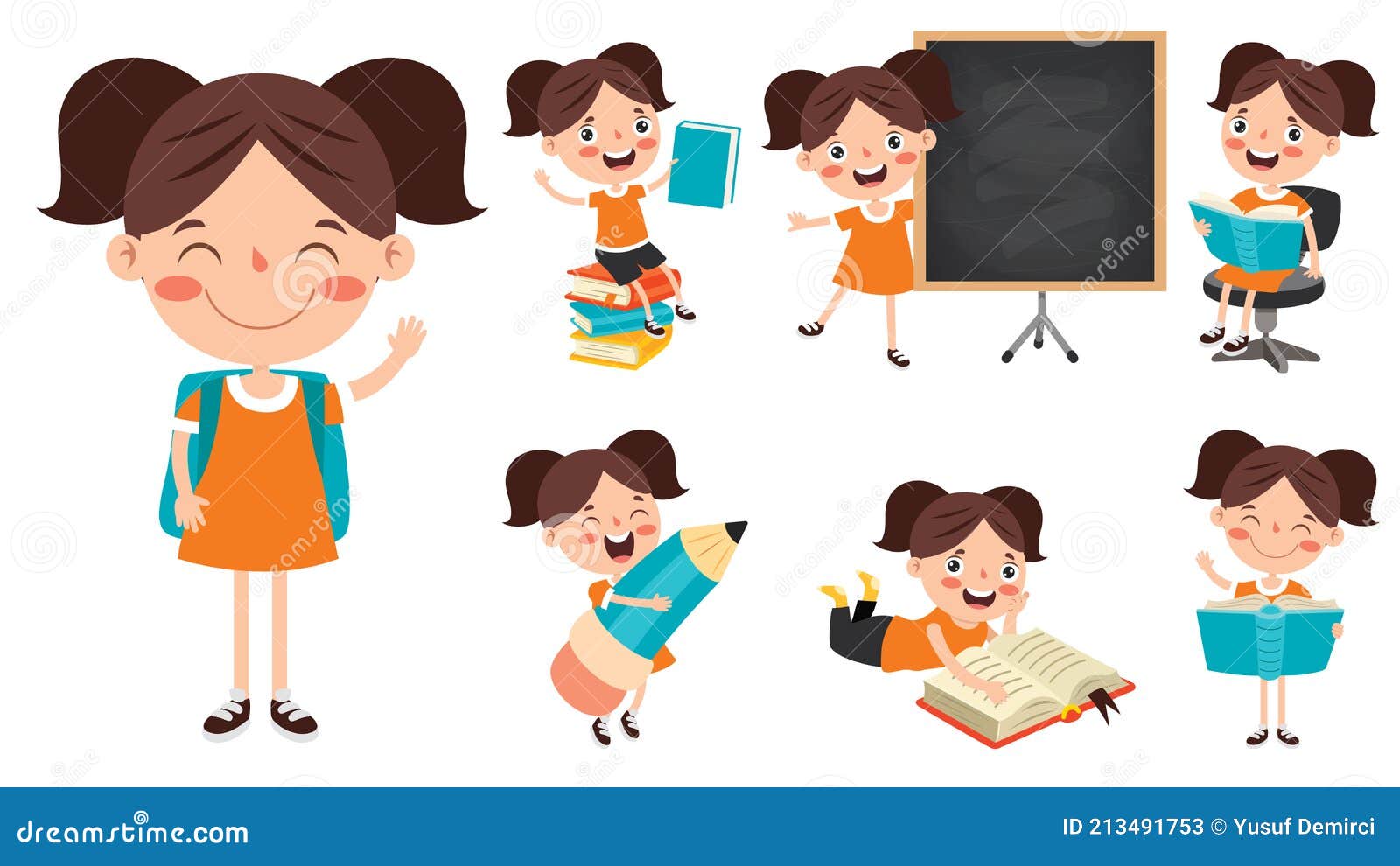 Cartoon Character Studying and Learning Stock Vector - Illustration of ...