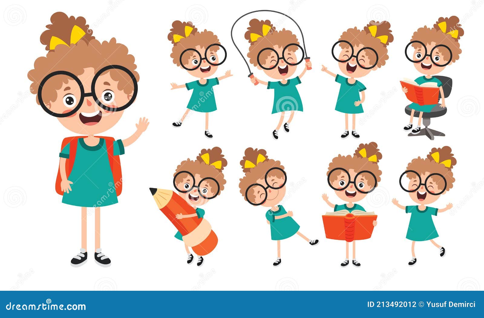 Cartoon Character Studying and Learning Stock Vector - Illustration of ...