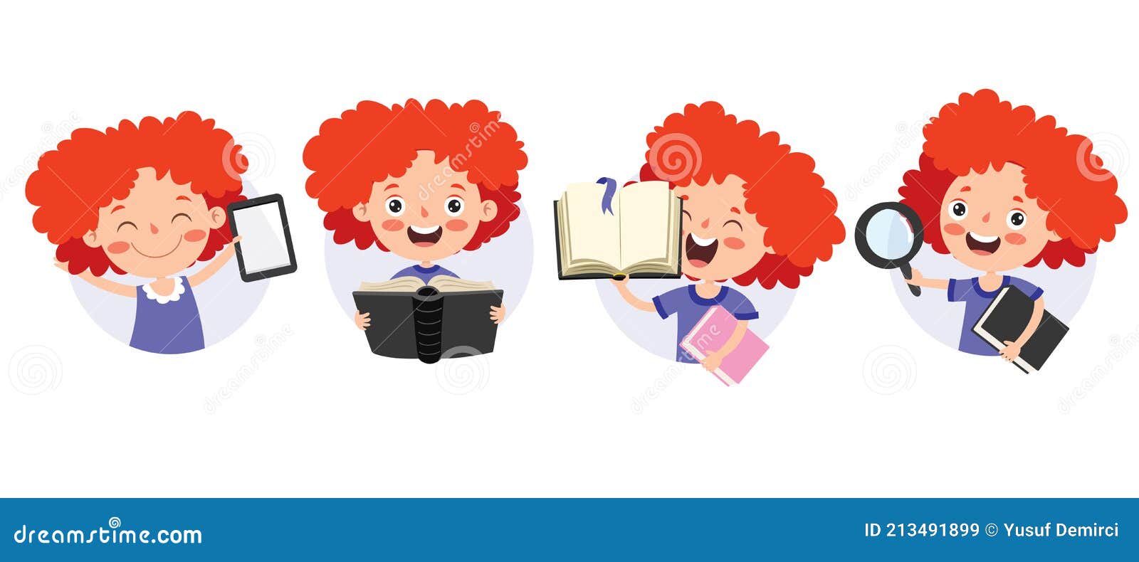 Cartoon Character Studying and Learning Stock Vector - Illustration of ...