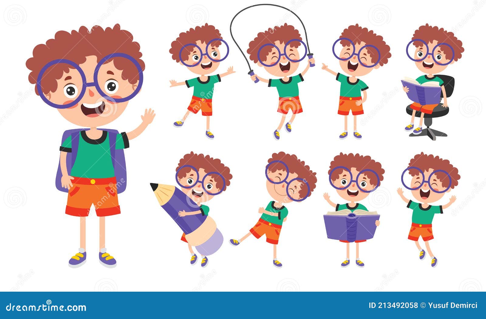 Cartoon Character Studying and Learning Stock Vector - Illustration of ...