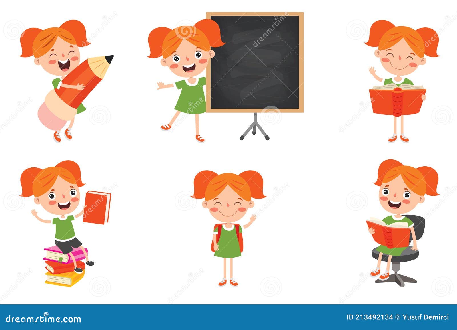 Cartoon Character Studying and Learning Stock Vector - Illustration of ...