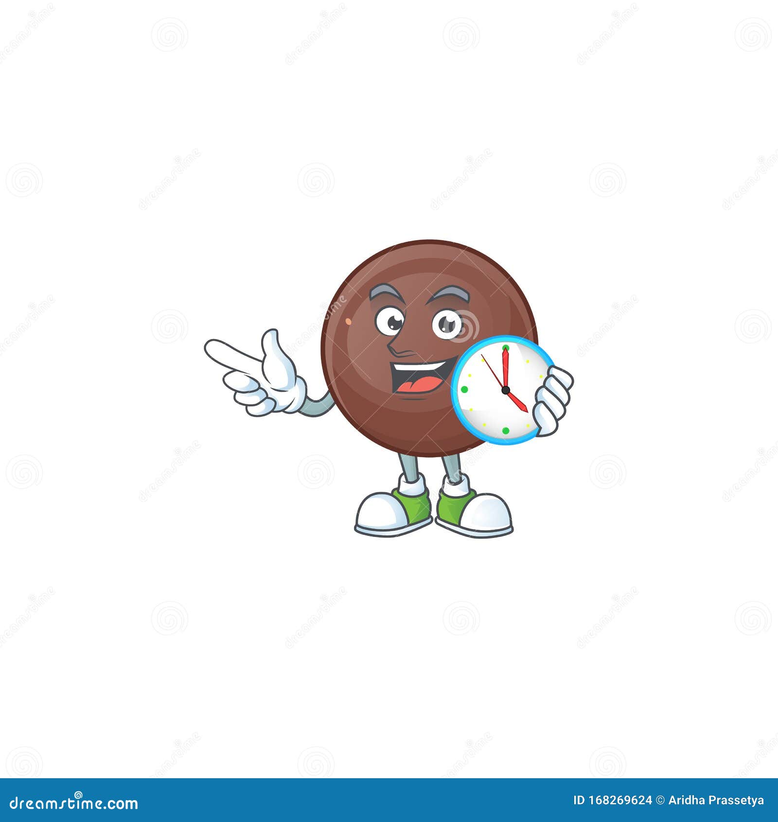 Cartoon Character Style Chocolate Ball Having Clock Stock Vector ...