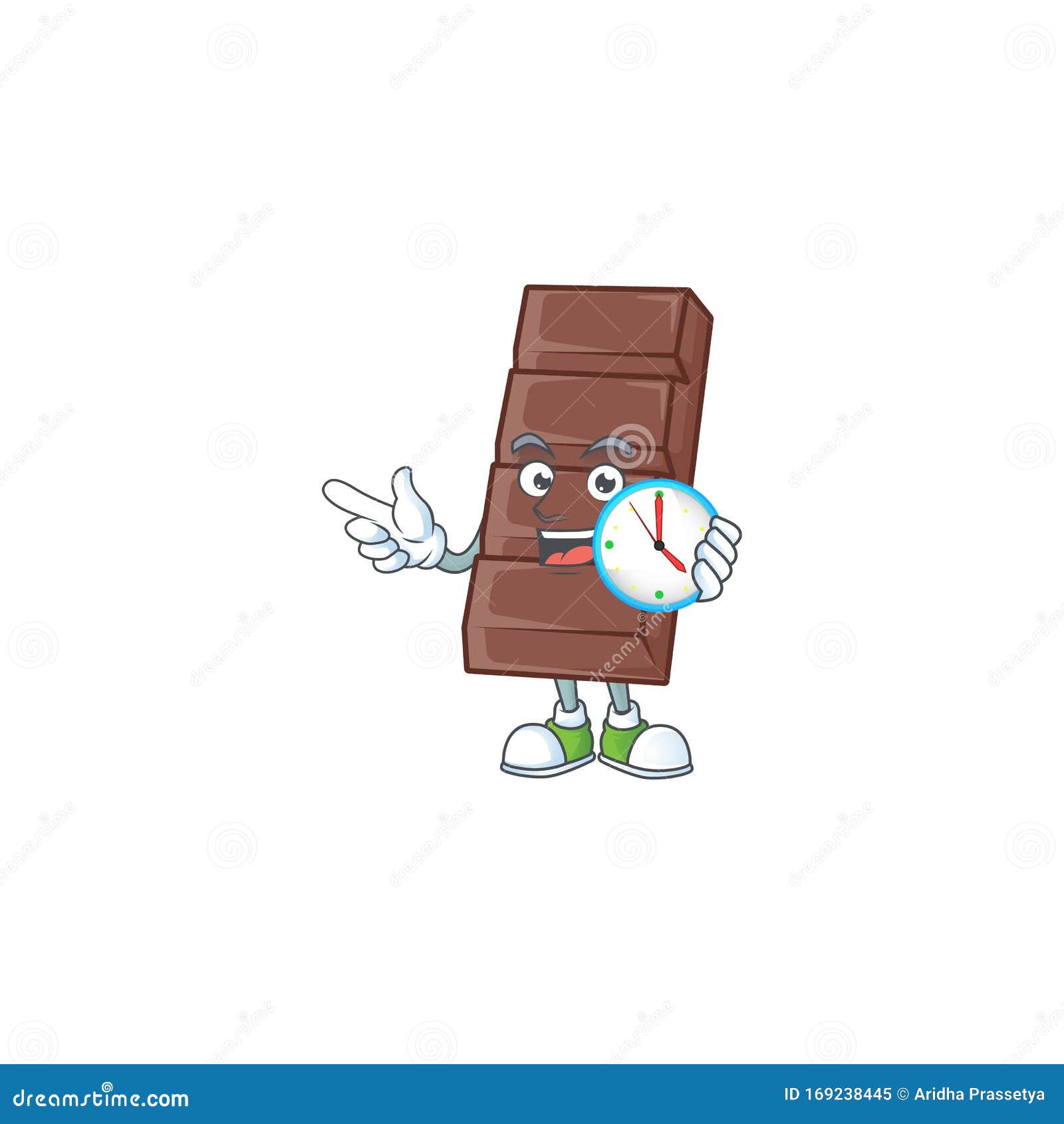 Cartoon Character Style Chocolate Bar Having Clock Stock Vector ...