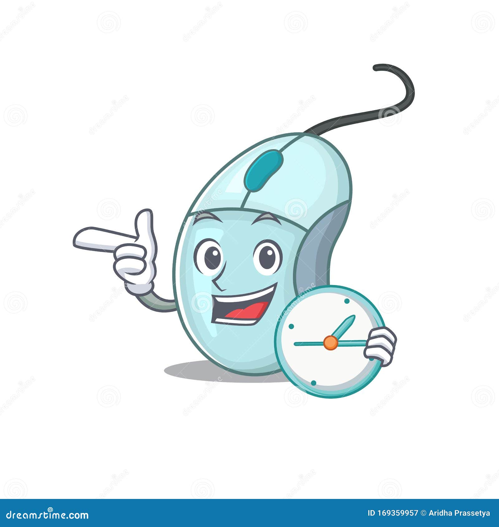 Cartoon Character Style Computer Mouse Having Clock Stock Vector ...