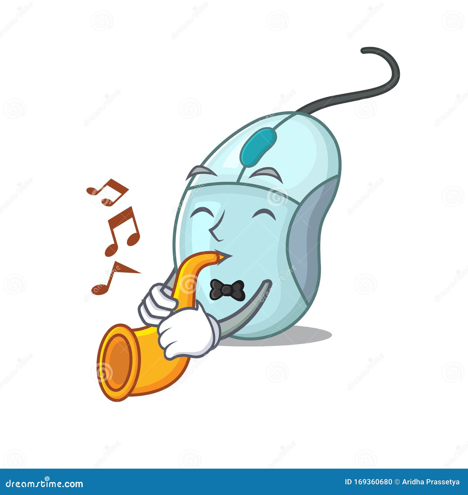 Cartoon Character Style of Computer Mouse Performance with Trumpet ...