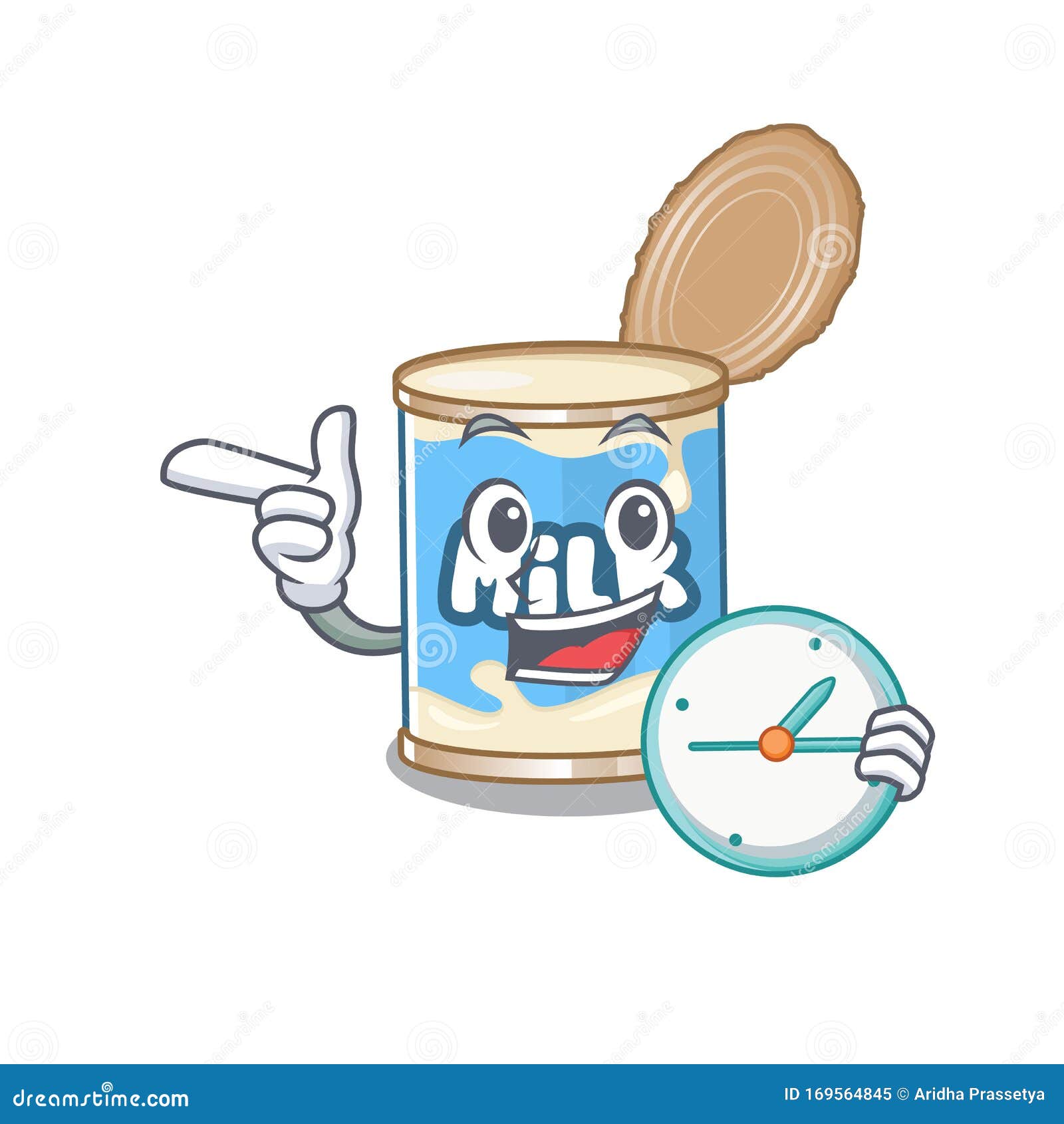 Cartoon Character Style Condensed Milk Having Clock Stock Vector ...