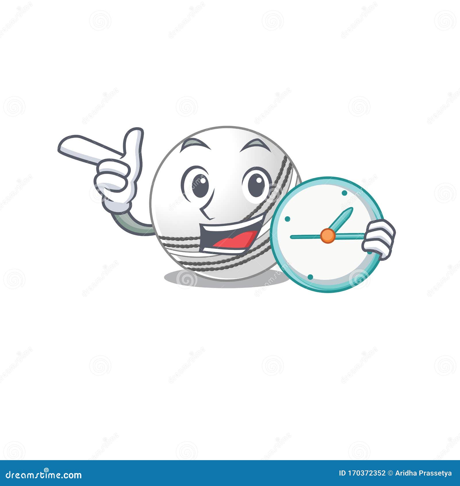 Cartoon Character Style Cricket Ball Having Clock Stock Vector ...