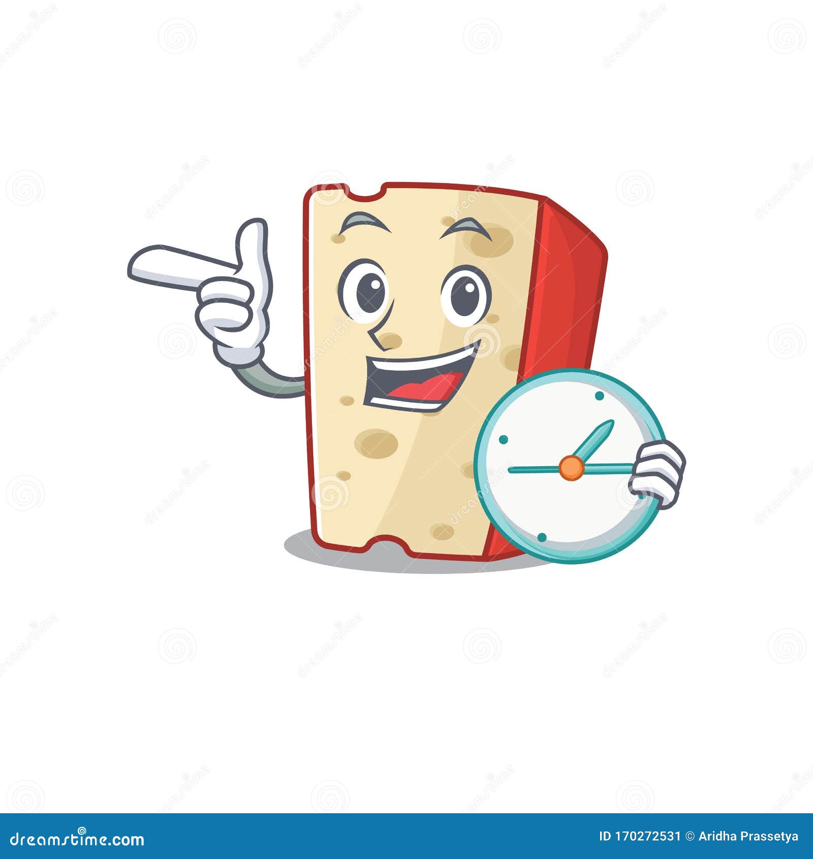 Cartoon Character Style Dutch Cheese Having Clock Stock Vector ...