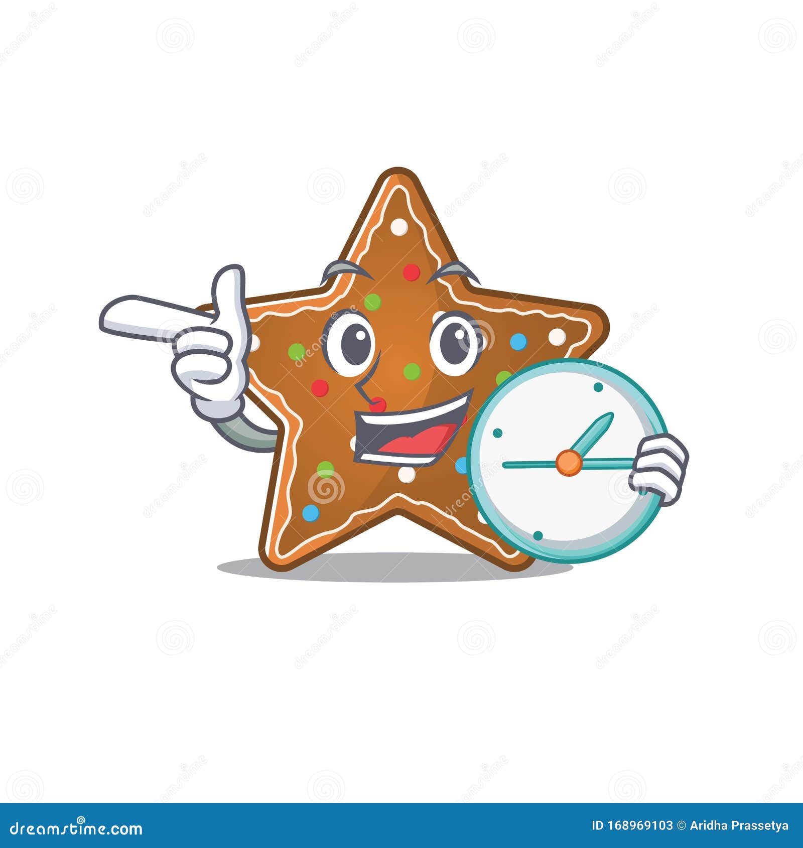Cartoon Character Style Gingerbread Star Having Clock Stock Vector ...