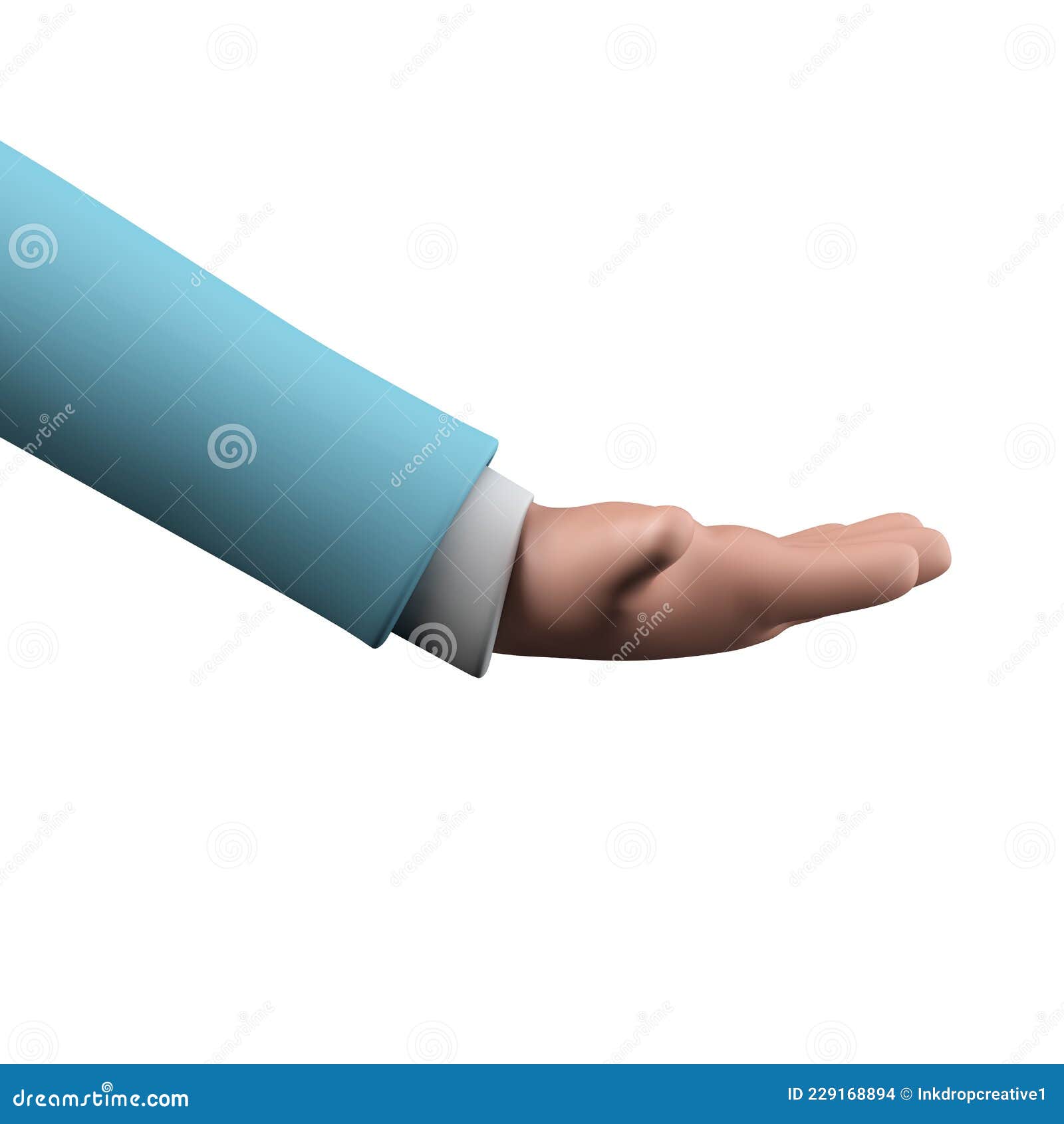 Cartoon Character Style Hand with a Flat Palm Held Out. 3D Rendering ...