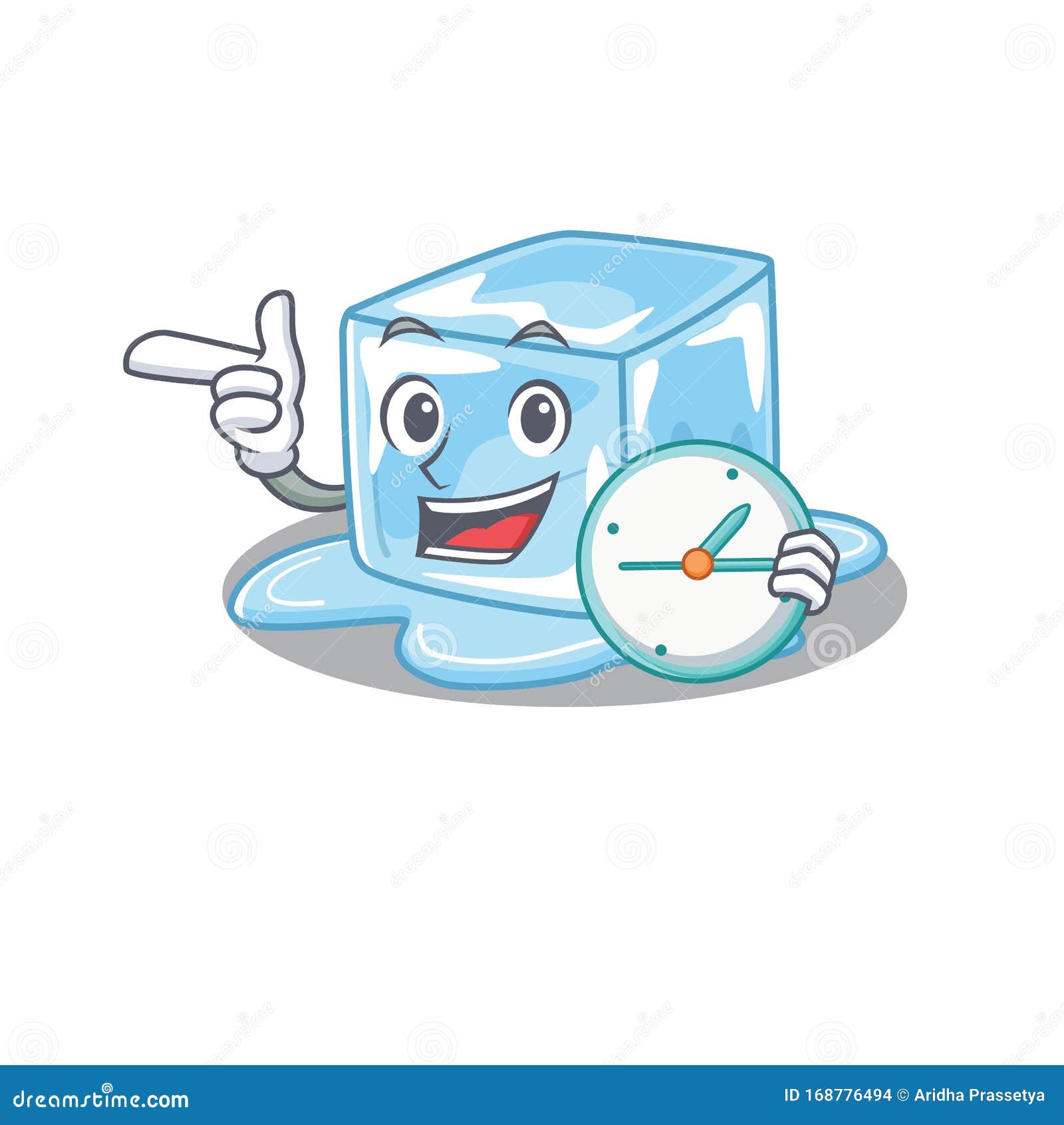 Cartoon Character Style Ice Cube Having Clock Stock Vector ...