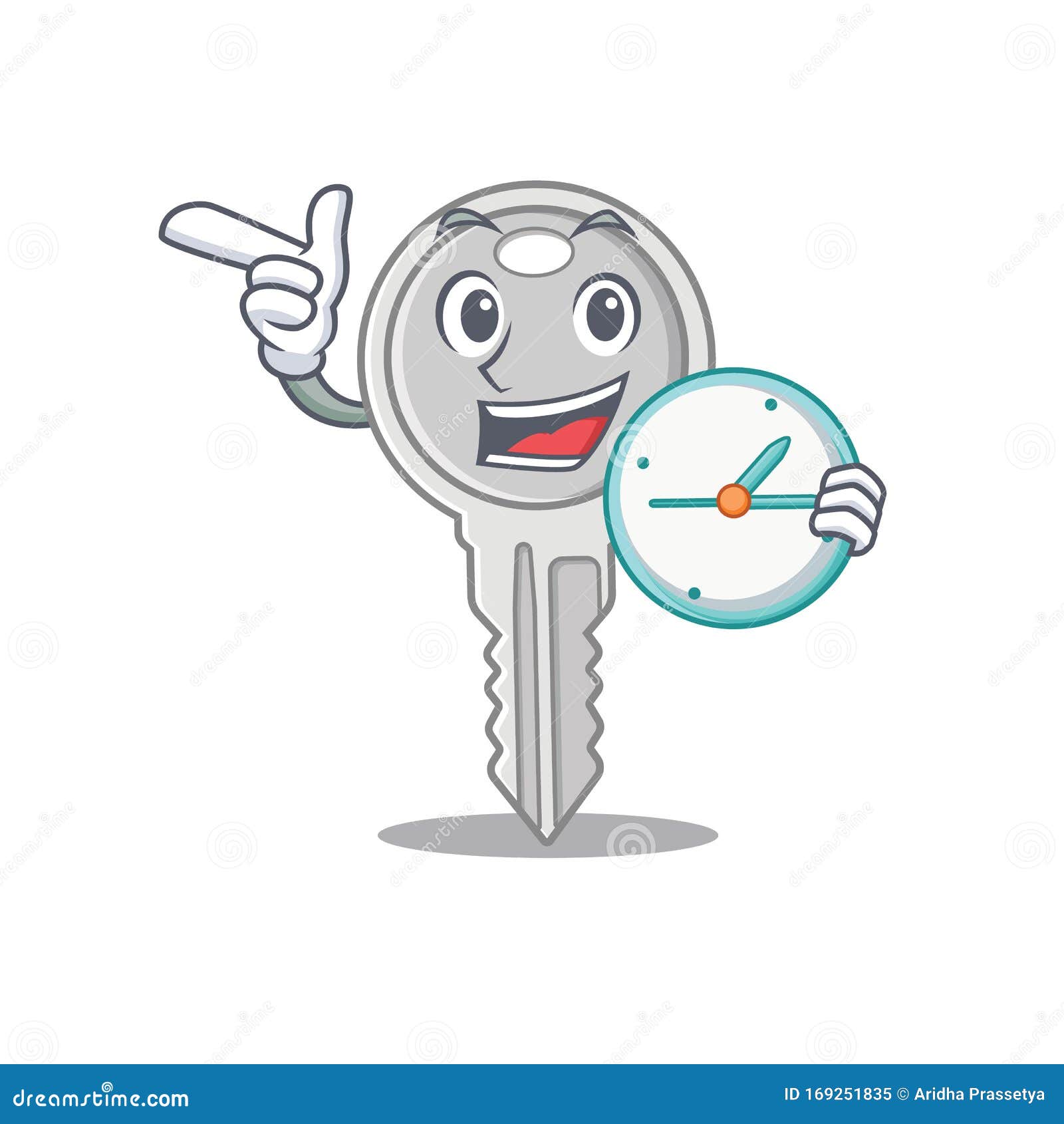 Cartoon Character Style Key Having in Clock Stock Vector - Illustration ...