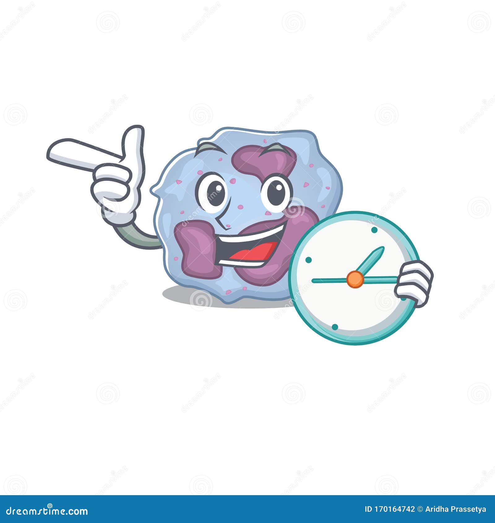 Cartoon Character Style Leukocyte Cell Having Clock Vector Illustration ...