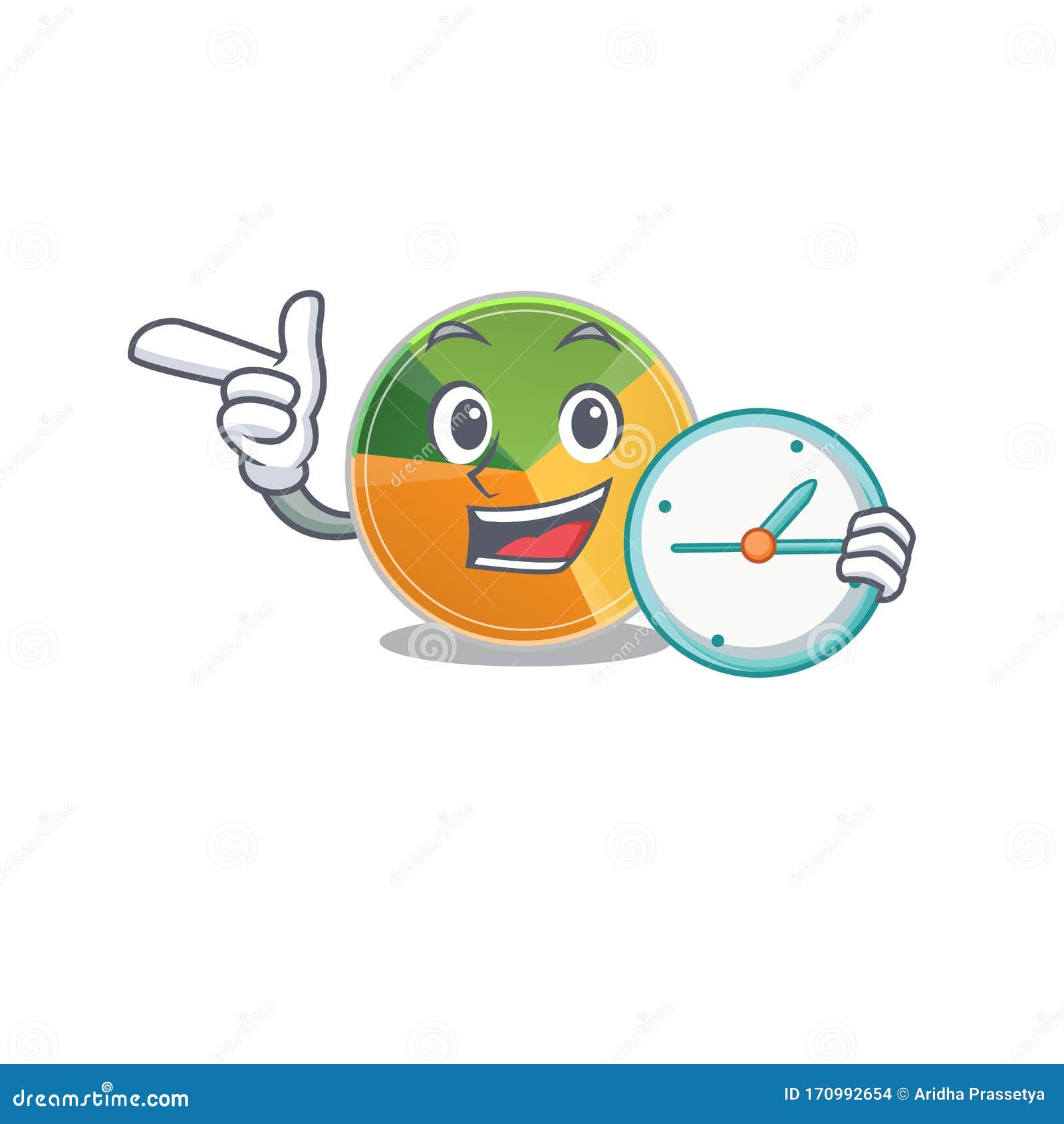 Cartoon Character Style Pie Chart Having Clock Stock Vector ...