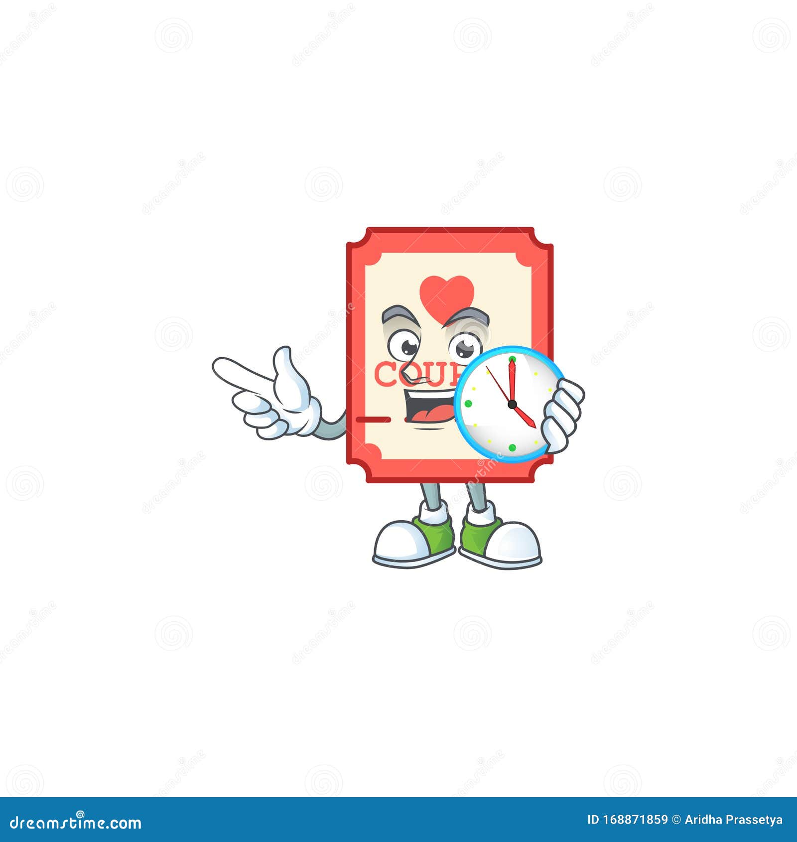 Cartoon Character Style Red Love Coupon Having Clock Stock Vector ...