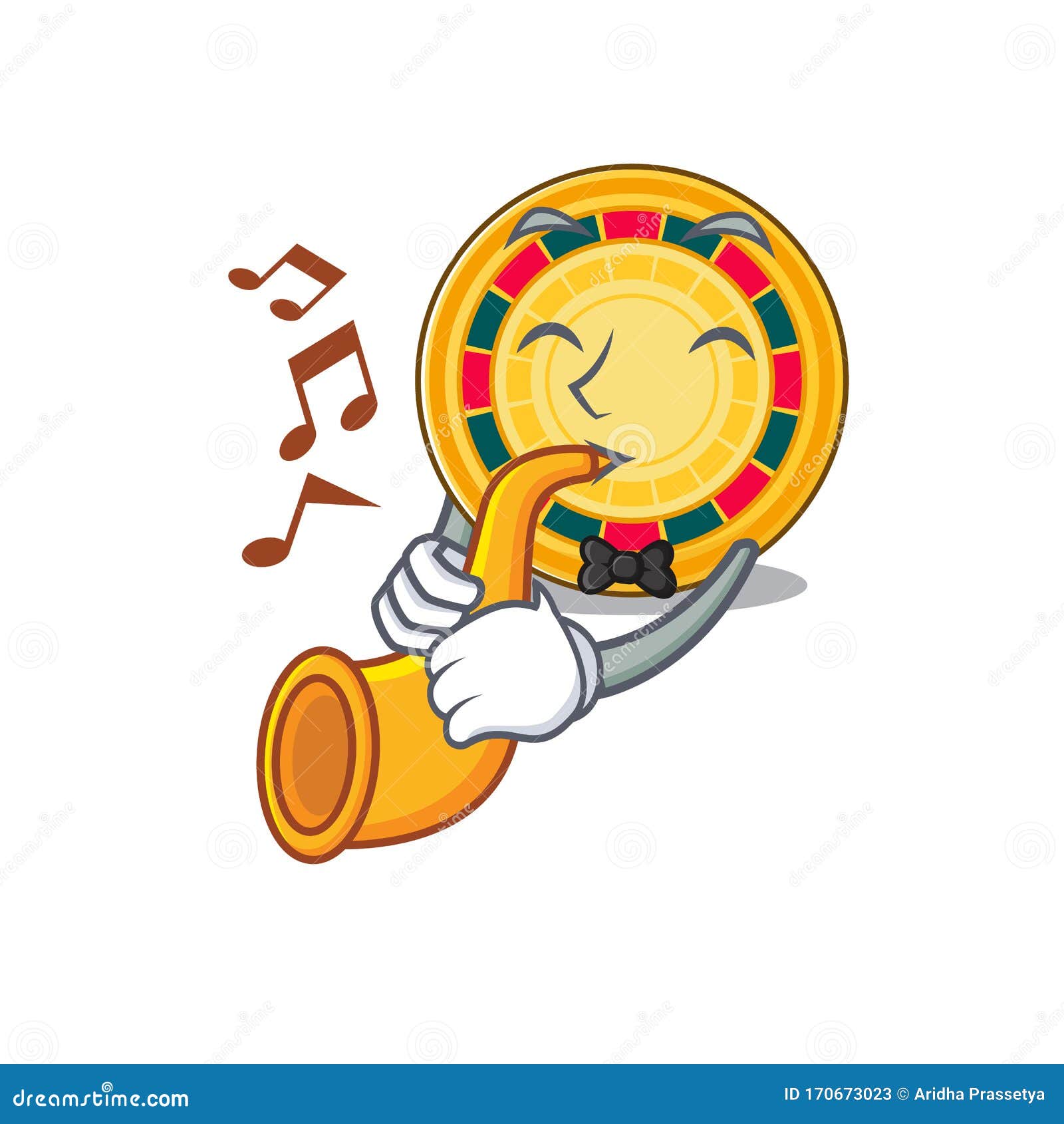 Cartoon Character Style of Roulette Performance with Trumpet Stock ...