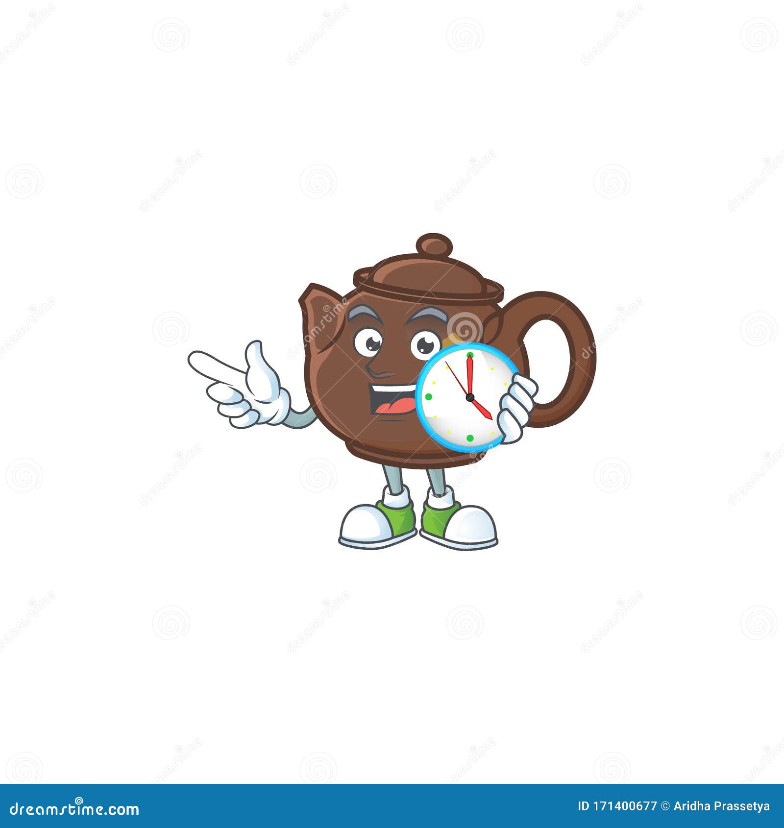 Cartoon Character Style Teapot Having a Clock Stock Vector ...