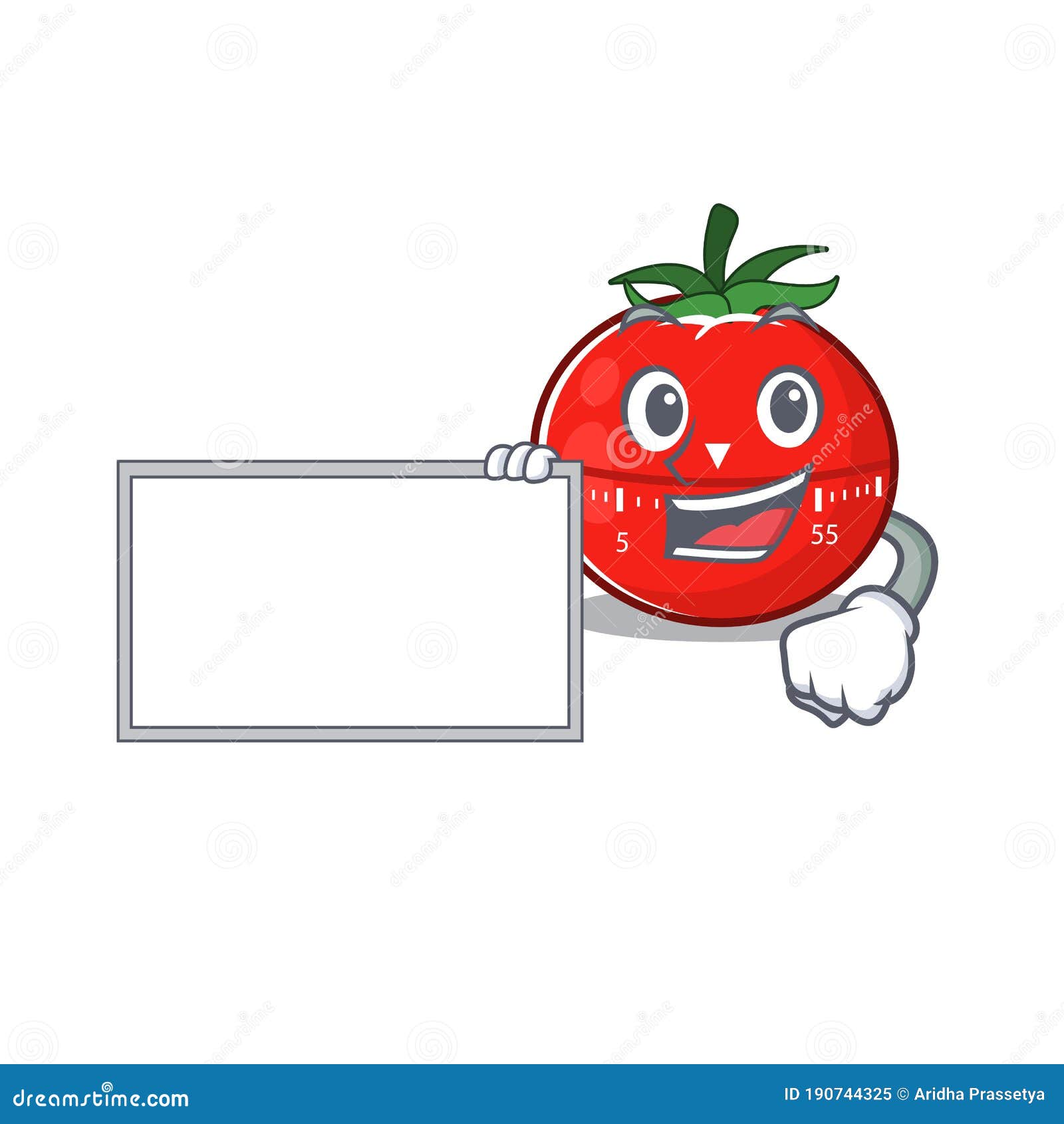 Cartoon Character Style of Tomato Kitchen Timer Holding a White Board ...