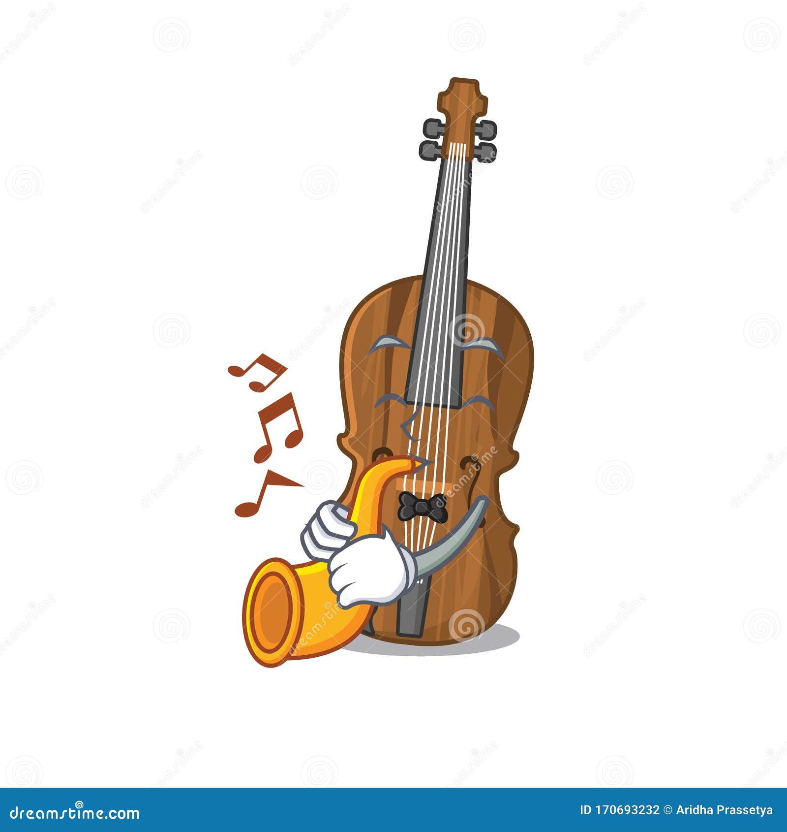 Cartoon Character Style of Violin Performance with Trumpet Stock Vector ...