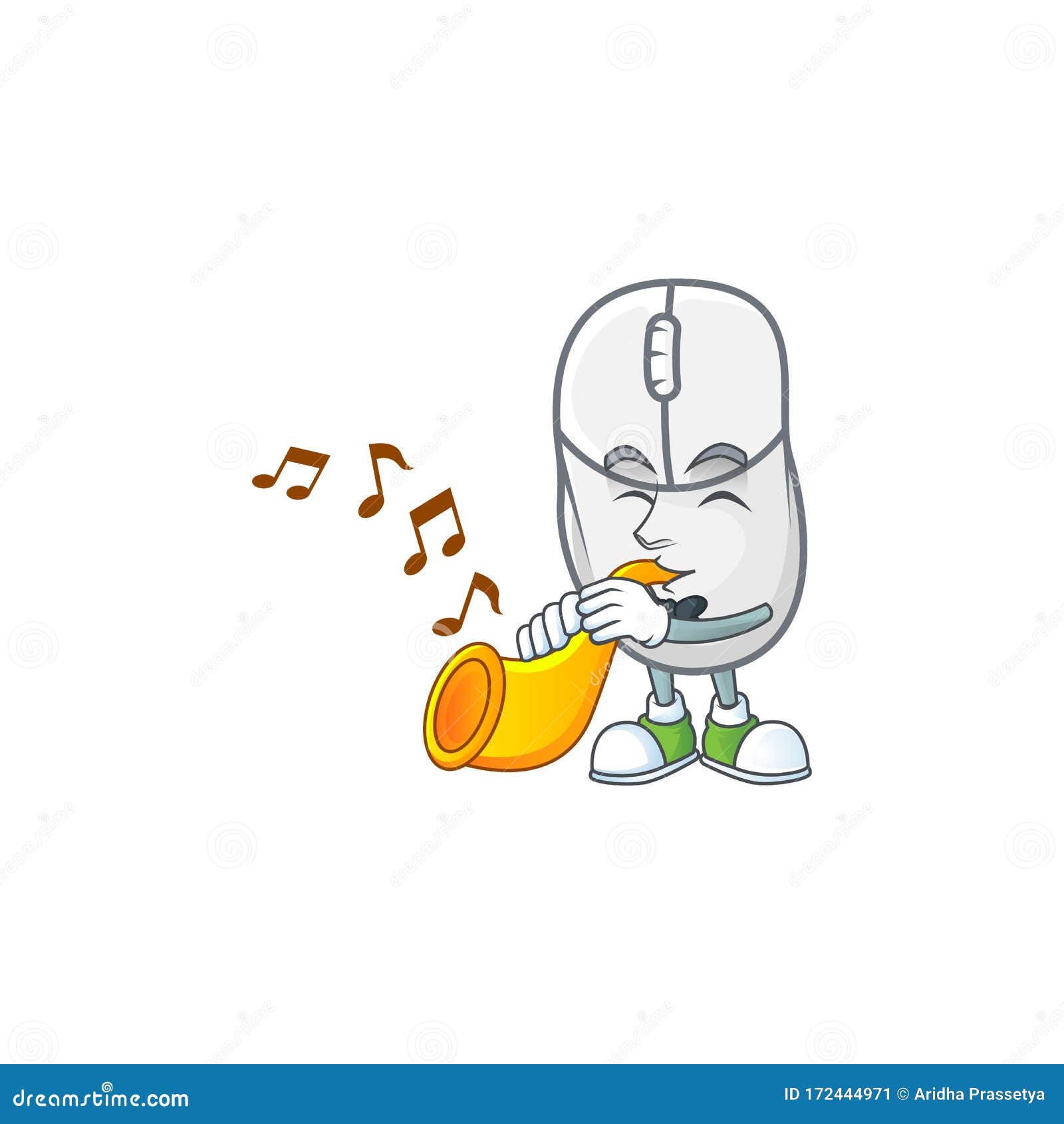 Cartoon Character Style of White Mouse Playing a Trumpet Stock Vector ...