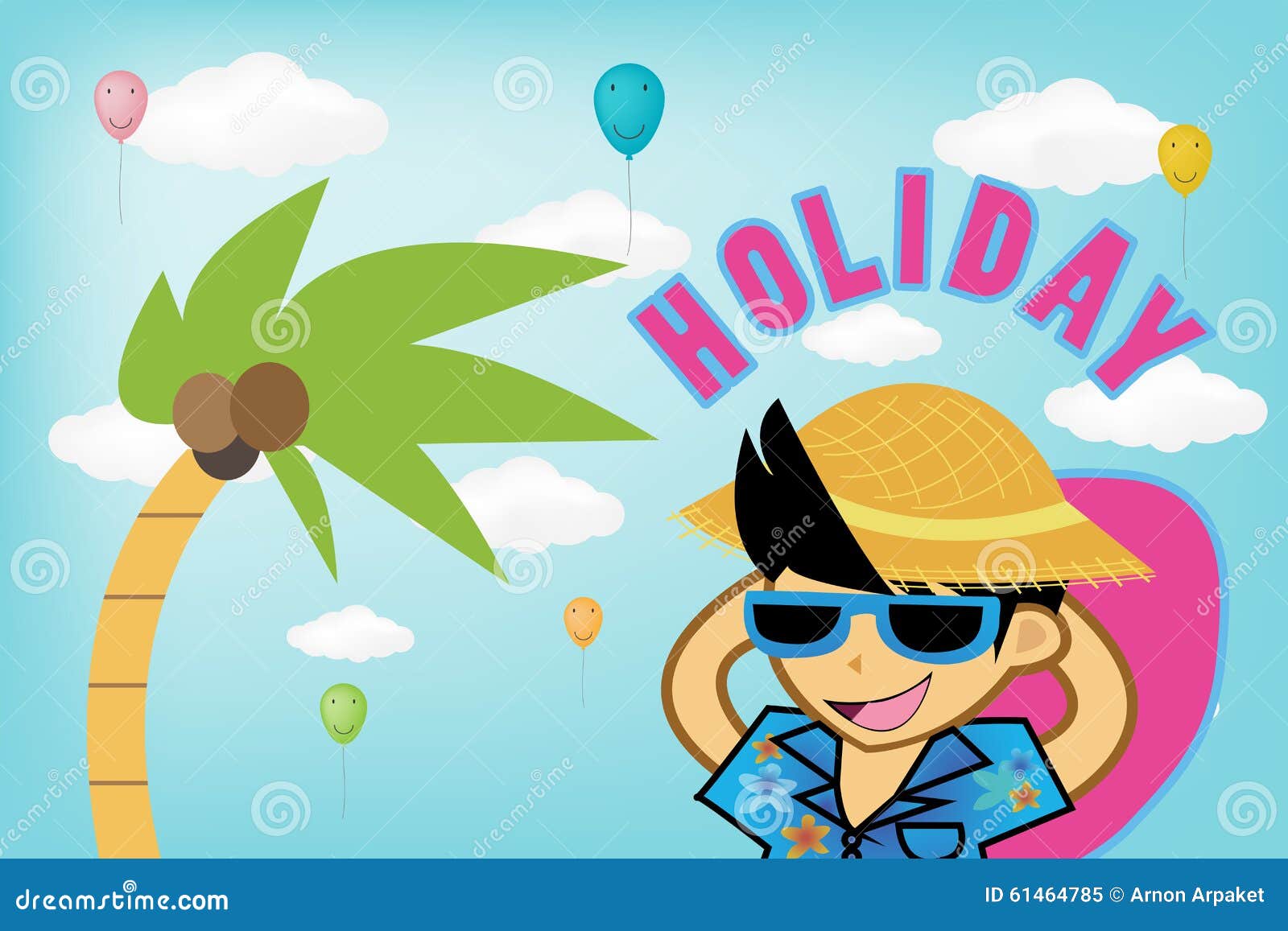 Cartoon Character in Summer Vocation Theme (Vector Eps10) Stock ...