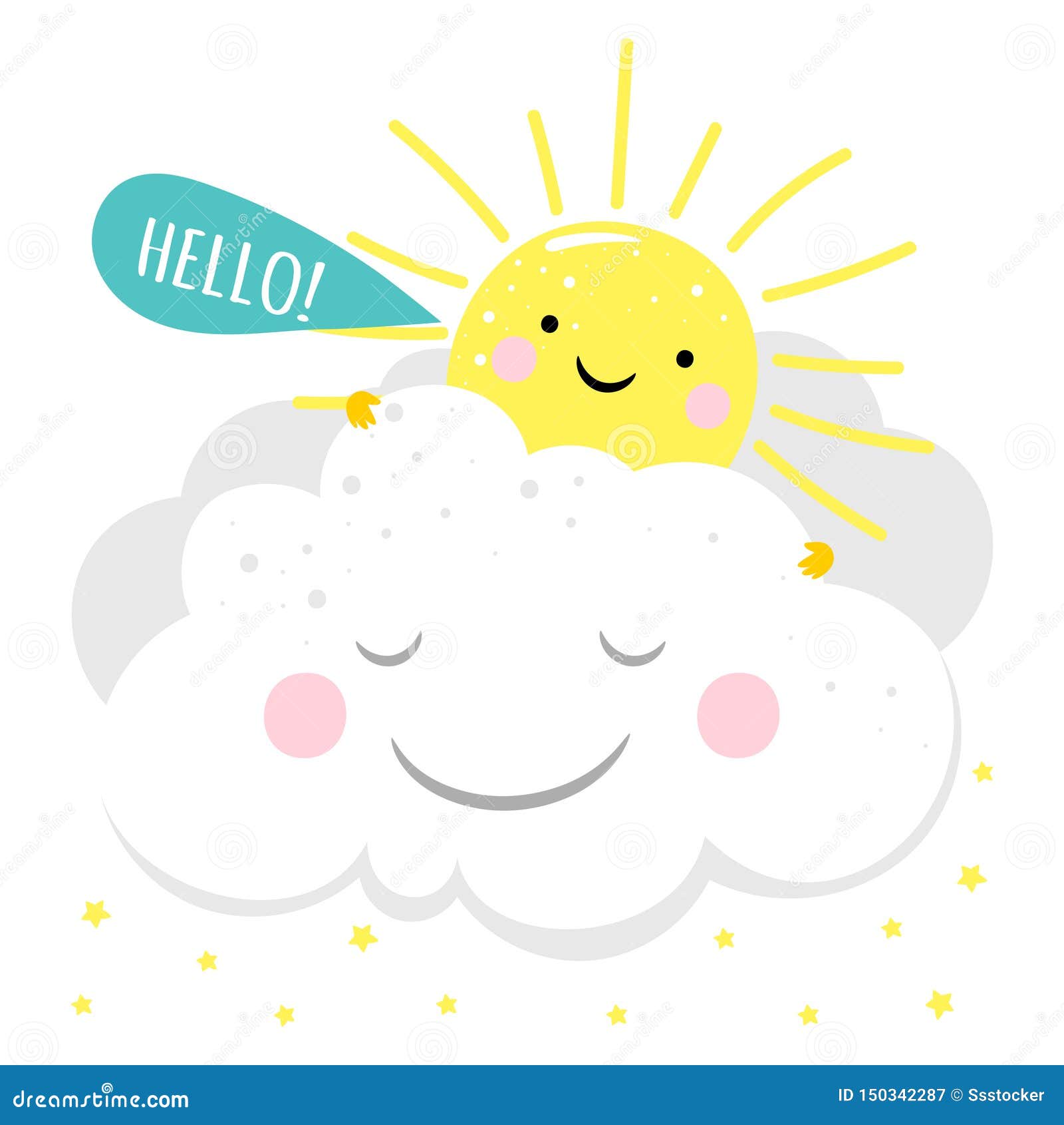 Cartoon character sun card stock vector. Illustration of children ...