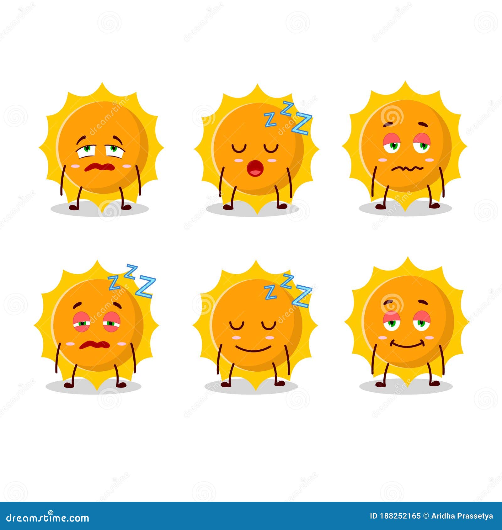 Cartoon Character of Sun with Sleepy Expression Stock Vector ...