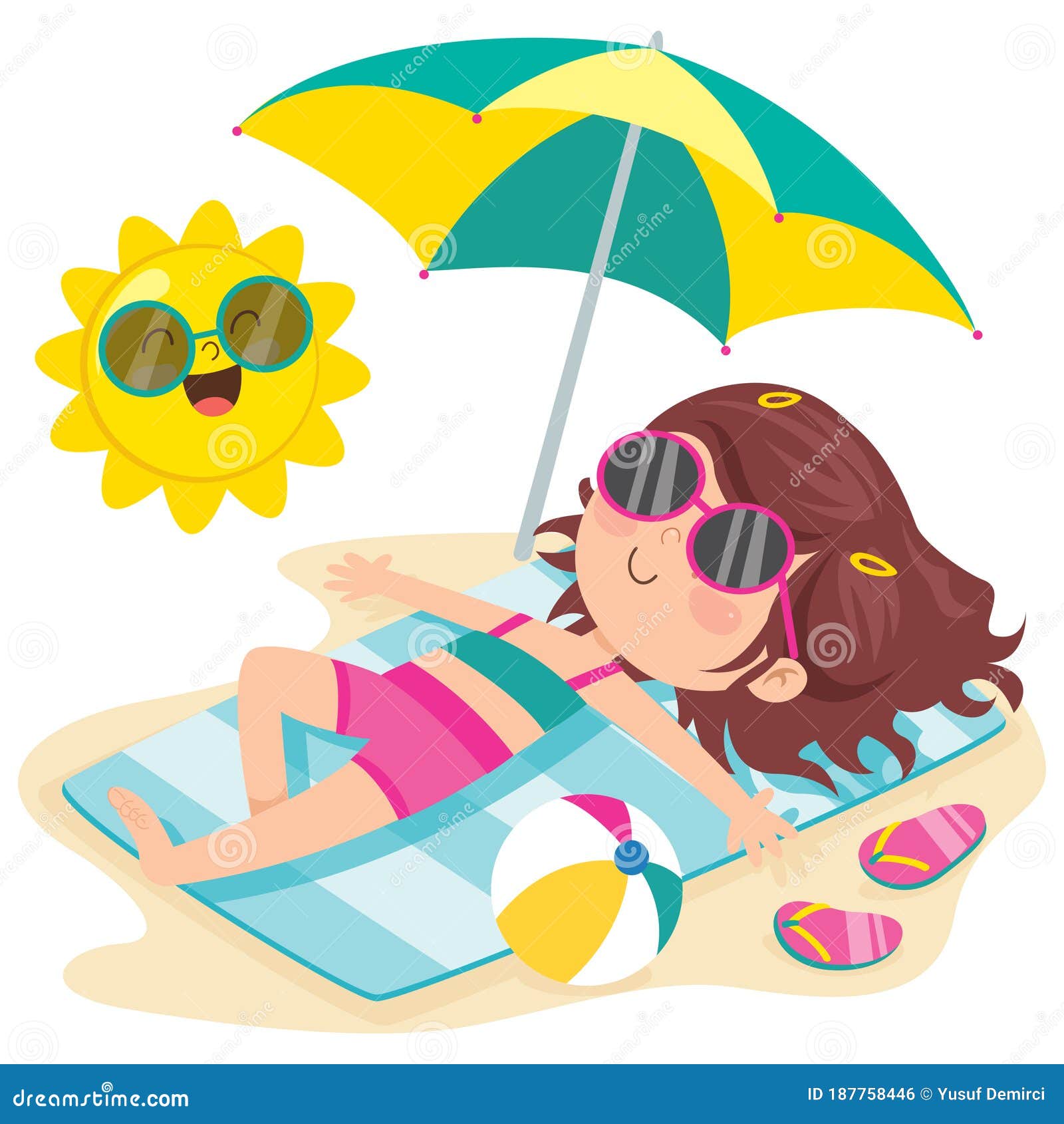 Cartoon Character Sunbathing on the Beach Stock Vector - Illustration ...