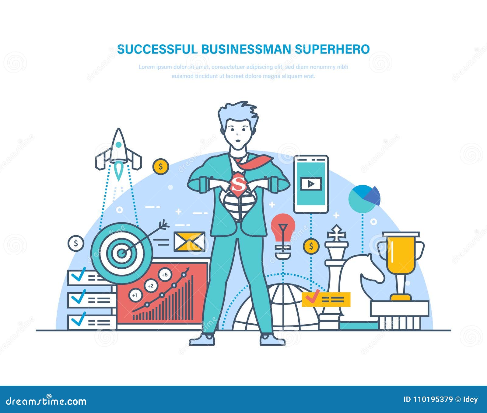 Cartoon Character Superhero Businessman Successful Businessman