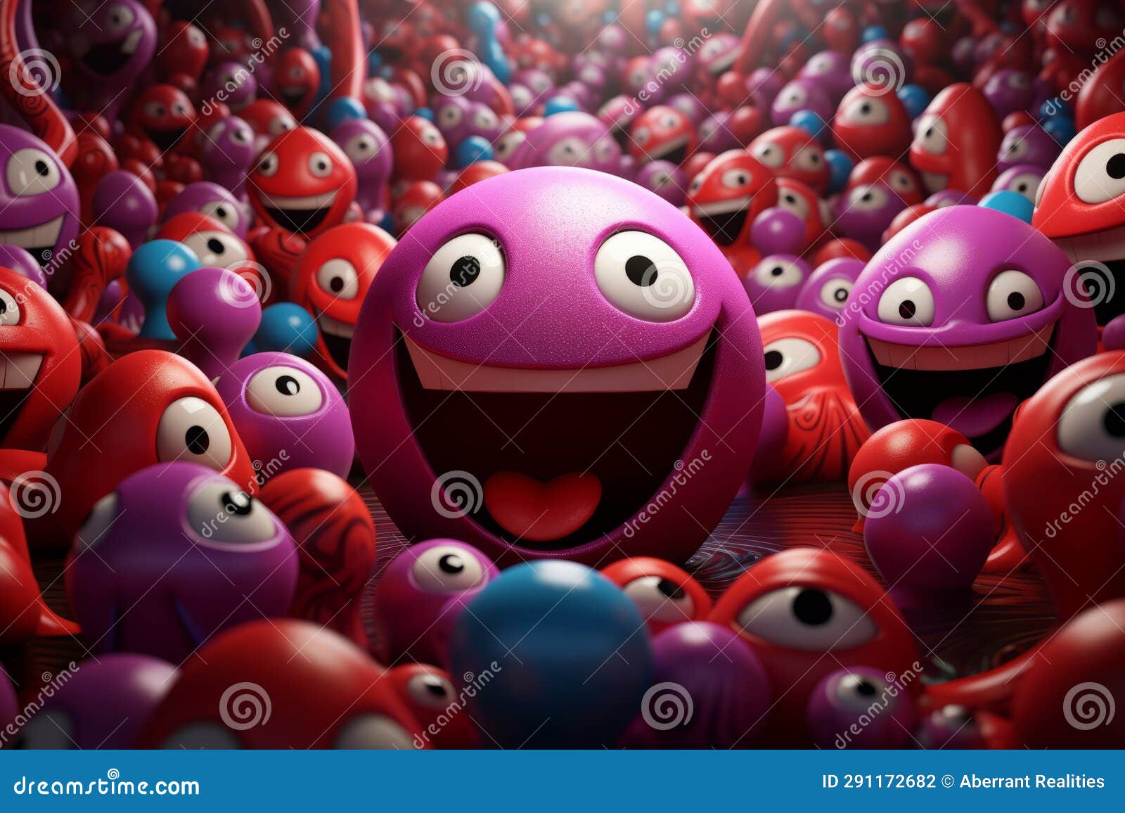 A Cartoon Character is Surrounded by a Group of Red Blue and Purple ...