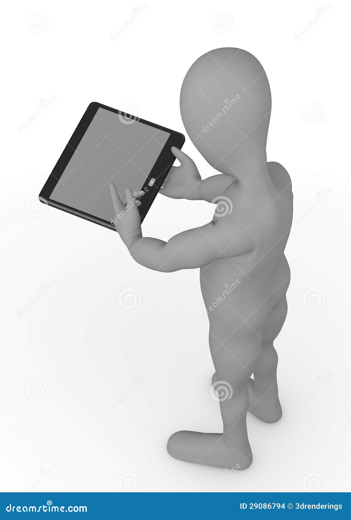 Cartoon Character with Tablet Stock Illustration - Illustration of ...
