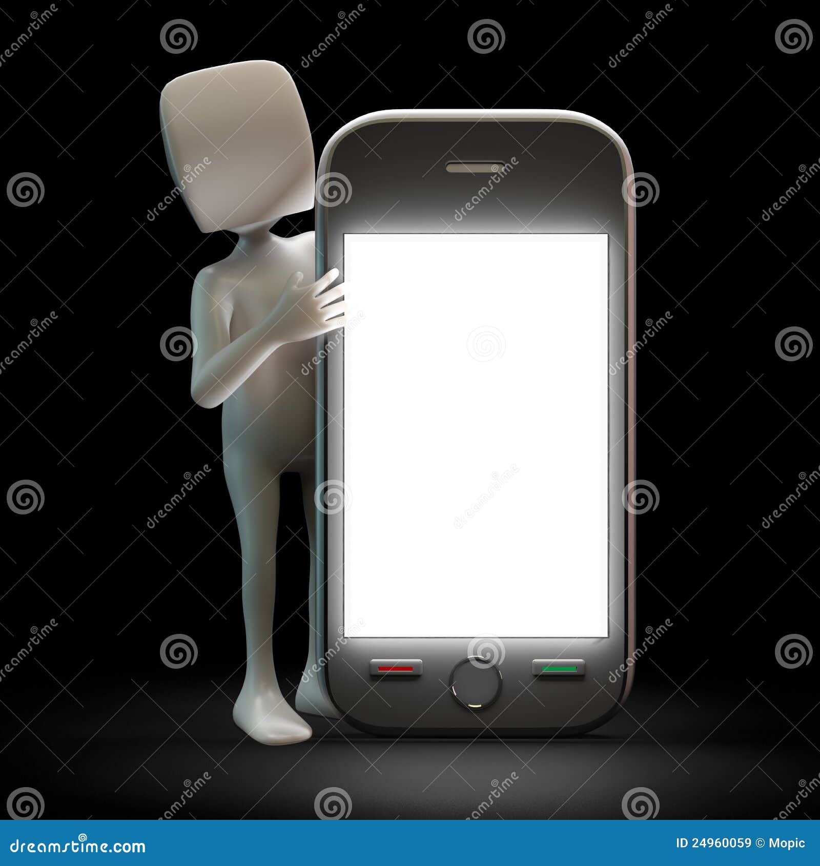 Cartoon Character Techy with a Smartphone Stock Illustration ...