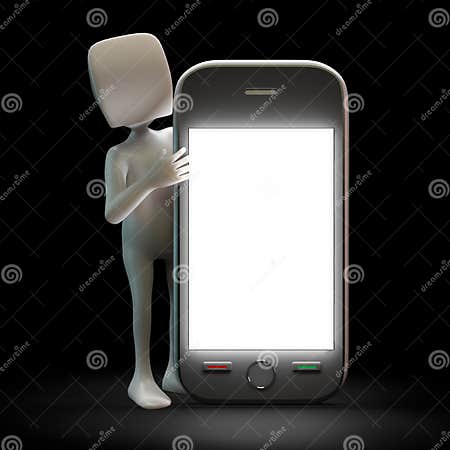 Cartoon Character Techy with a Smartphone Stock Illustration ...