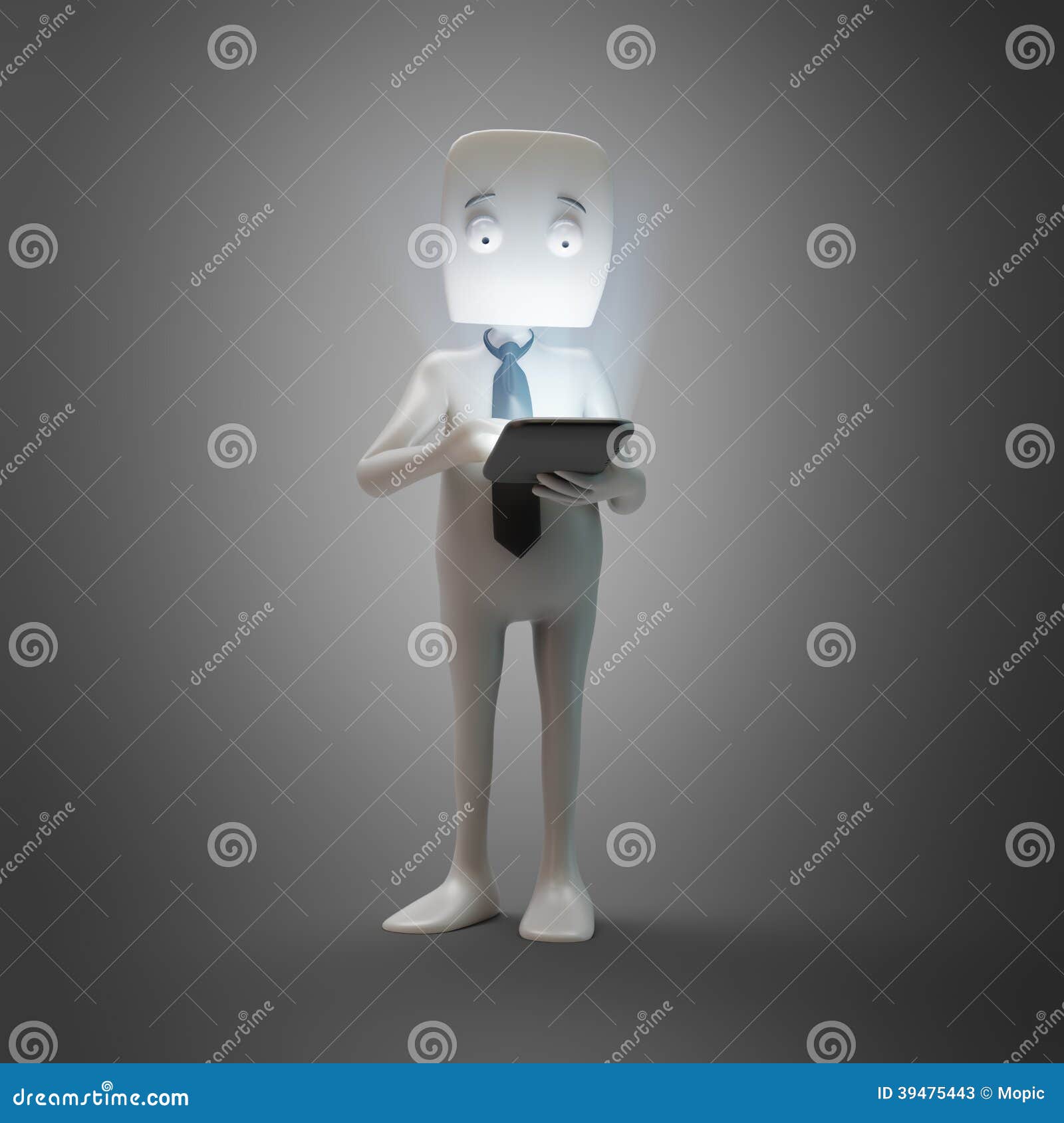 Cartoon Character Techy with a Smartphone Stock Illustration ...