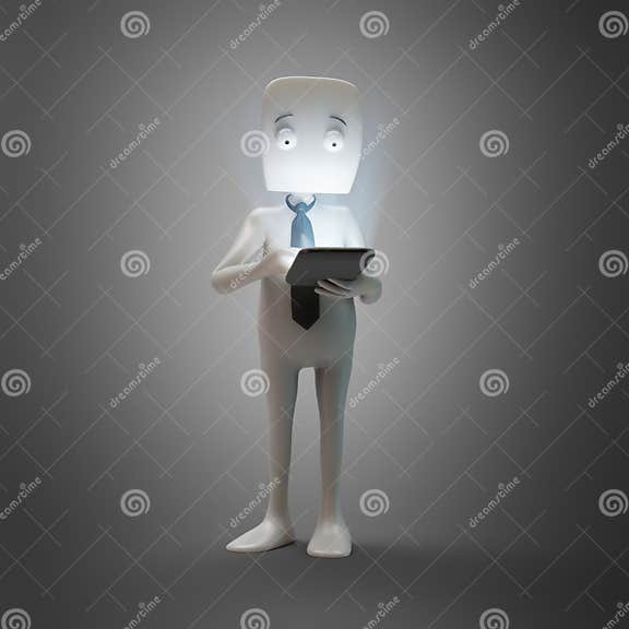 Cartoon Character Techy with a Smartphone Stock Illustration ...