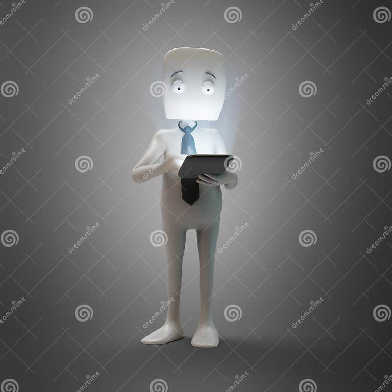 Cartoon Character Techy with a Smartphone Stock Illustration ...
