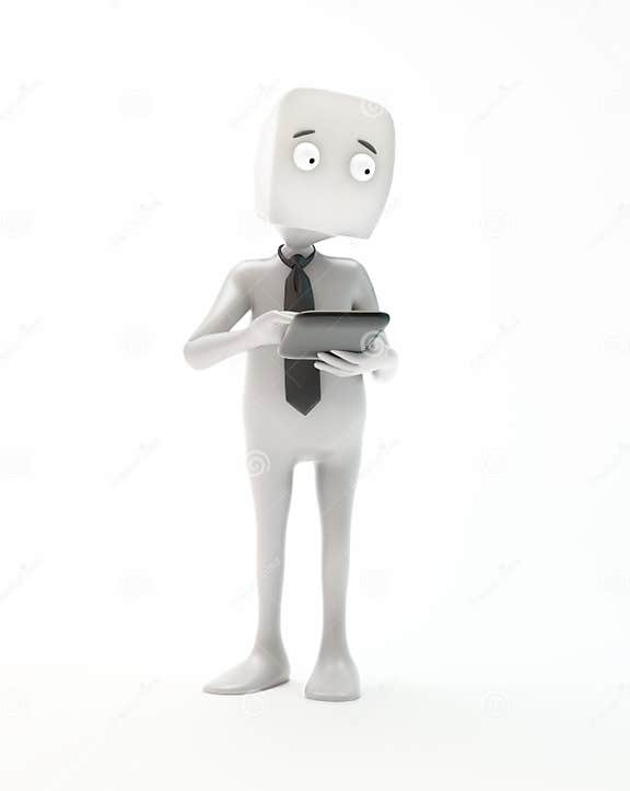 Cartoon Character Techy with a Smartphone Stock Illustration ...