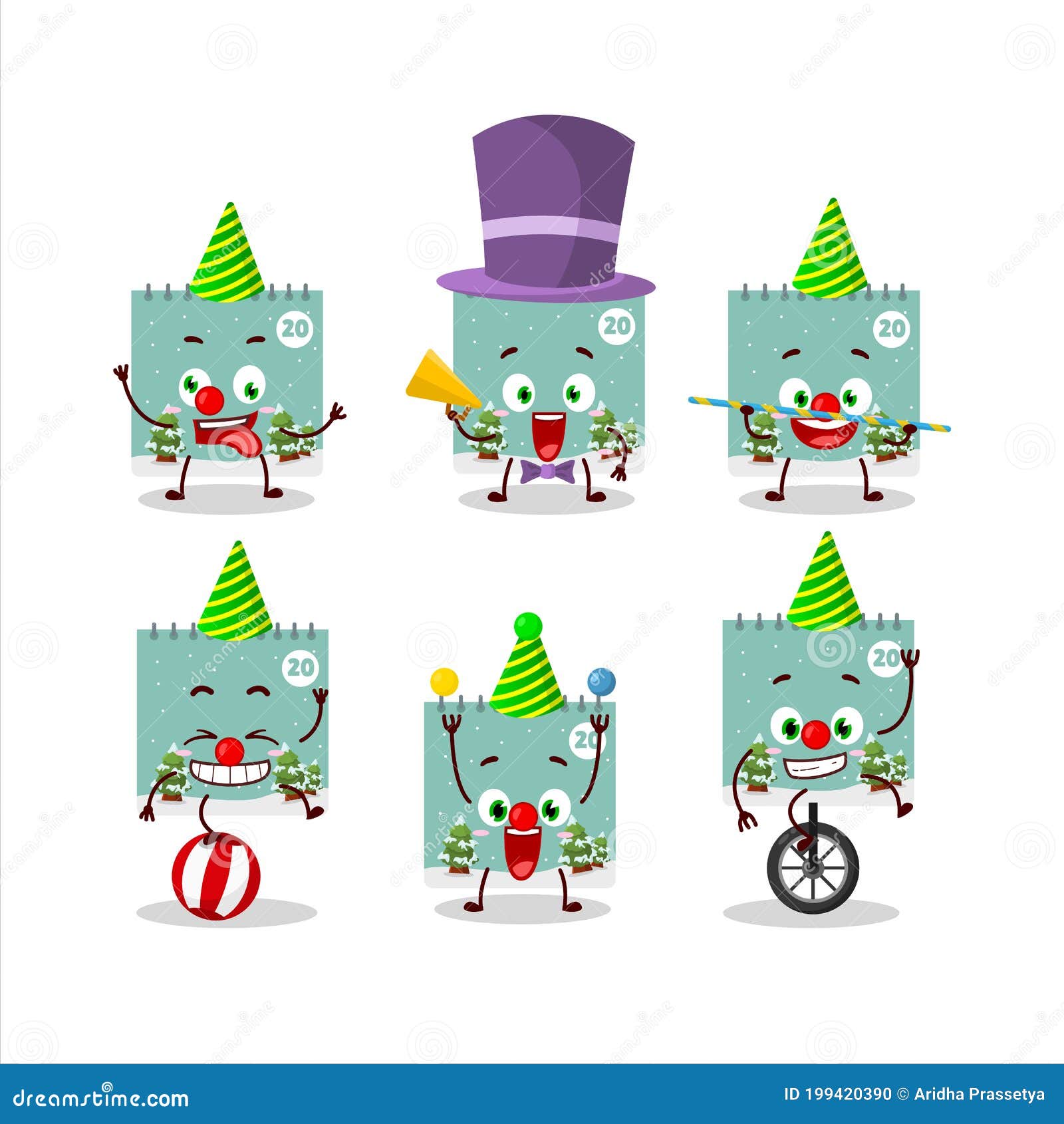 Cartoon Character of 20th December Calendar with Various Circus Shows ...