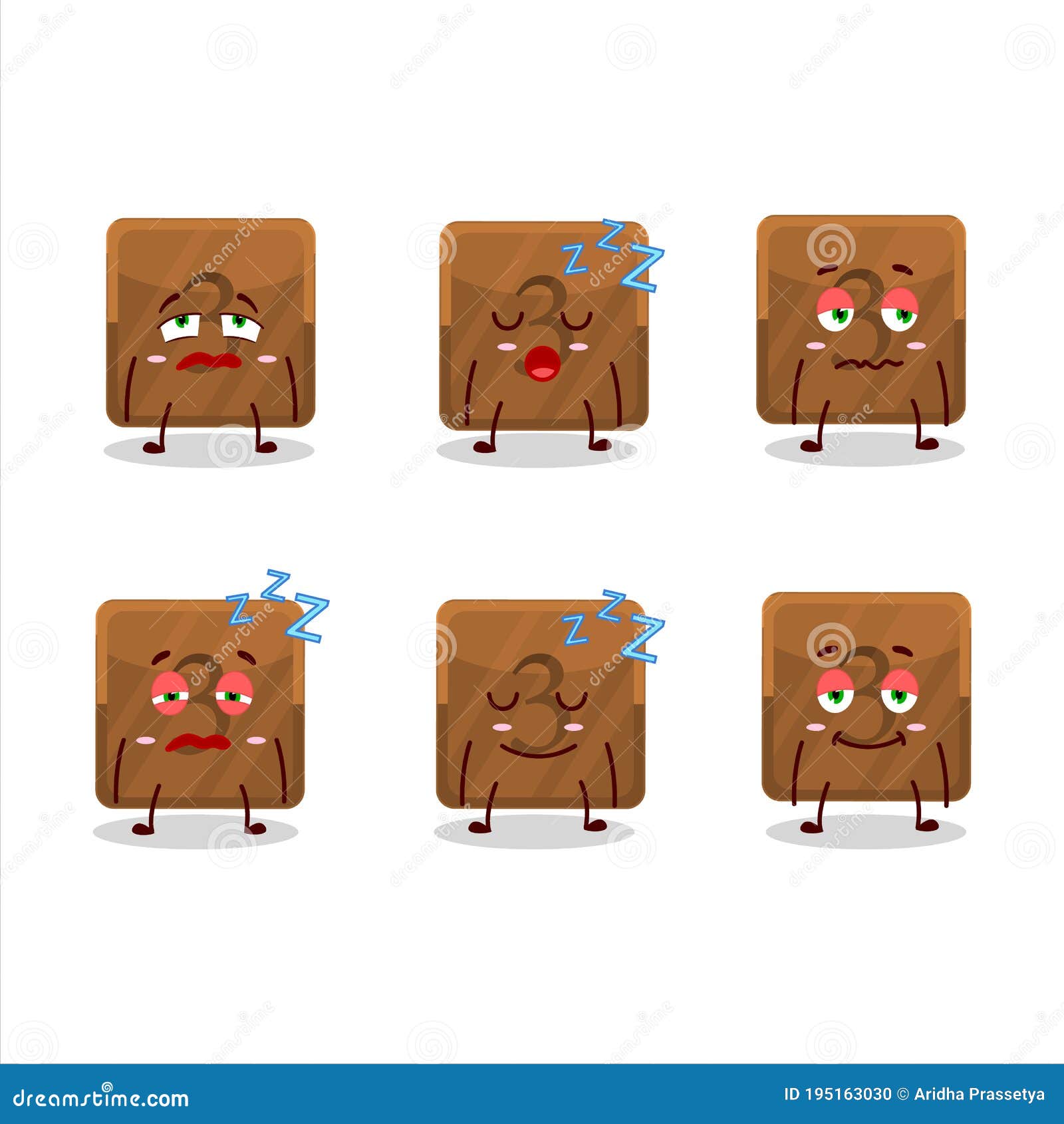 Cartoon Character of Third First Button with Sleepy Expression Stock ...