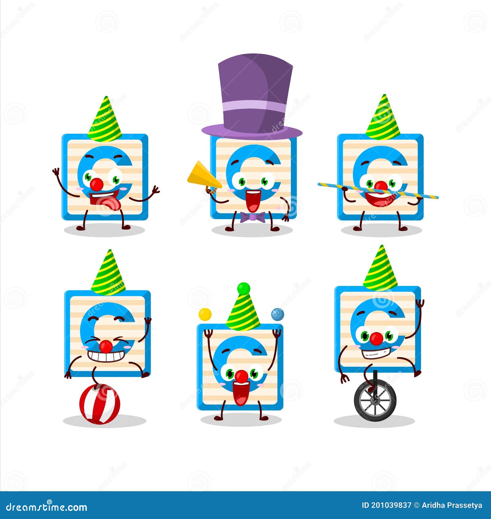 Cartoon Character of Toy Block C with Various Circus Shows Stock ...