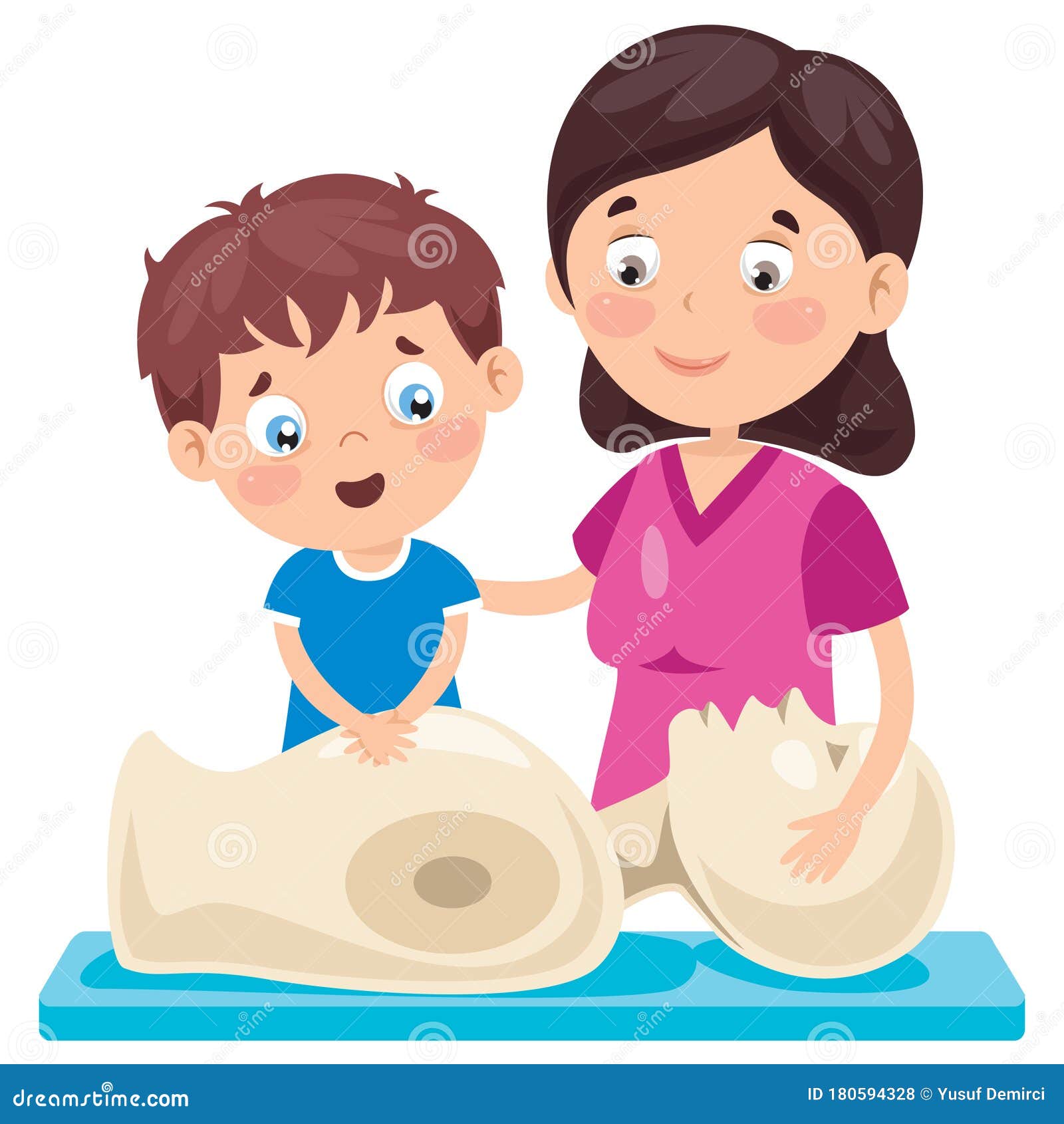 Cartoon Character Training First Aid Stock Vector - Illustration of ...