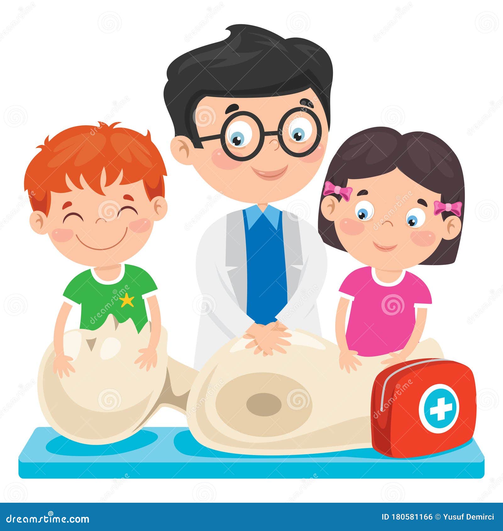 Cartoon Character Training First Aid Stock Vector - Illustration of ...