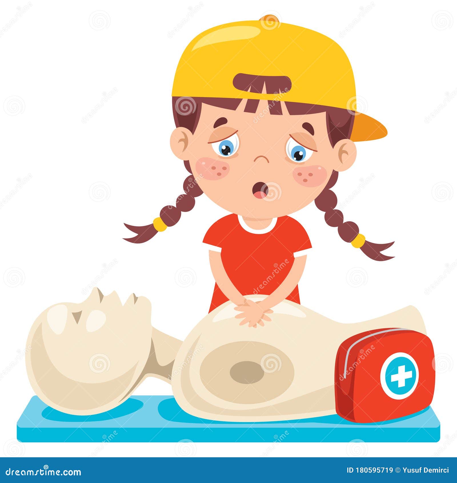 Cartoon Character Training First Aid Stock Vector - Illustration of ...